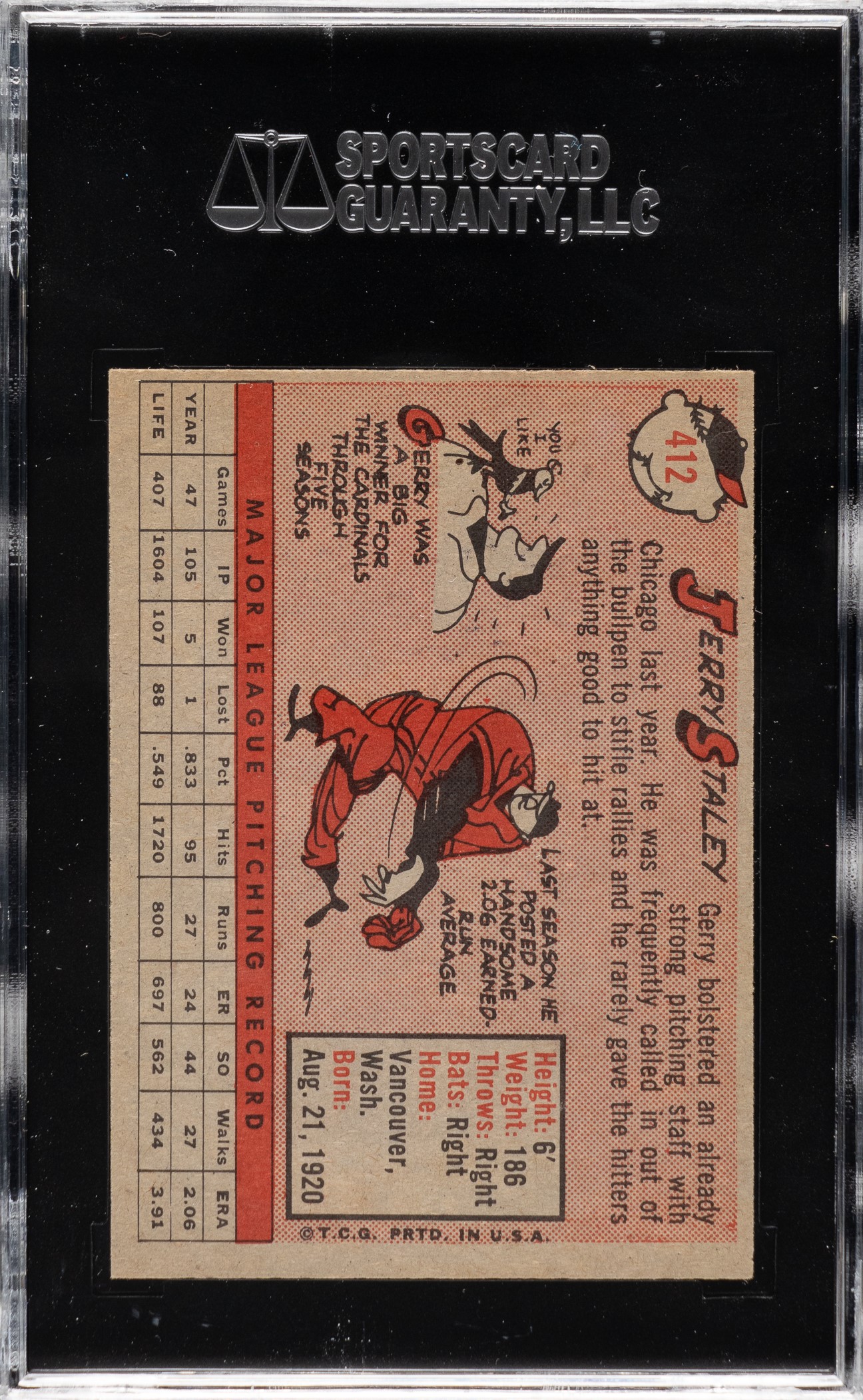 1958 Topps #412 Jerry Staley SGC NM/MT 88 | REA Archive