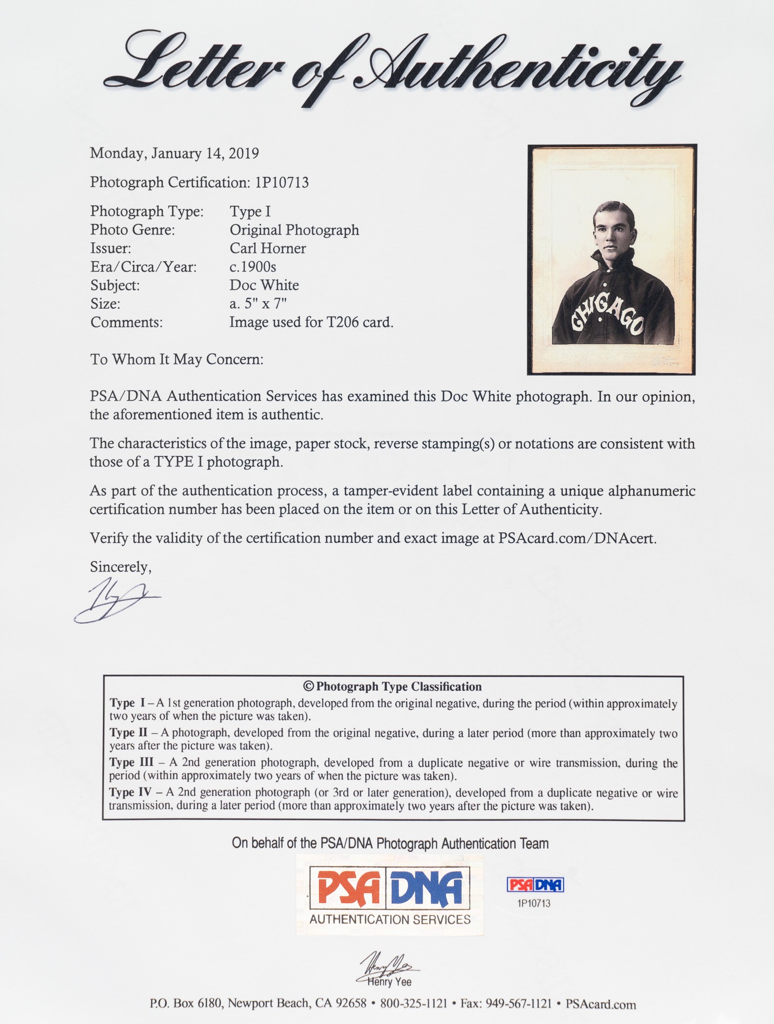 Doc White Original Carl Horner Cabinet Photograph - Used For His W600 ...