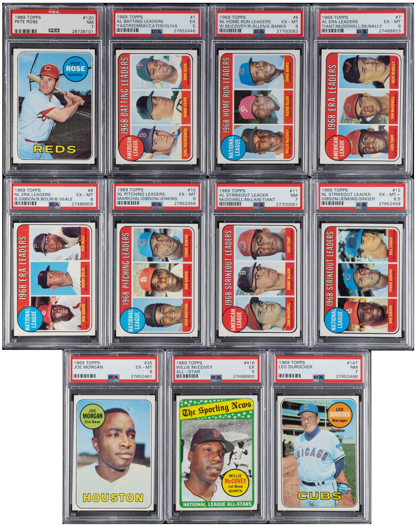 1969 Topps Complete Set (664) Including PSA EX-MT 6 Mickey Mantle and ...