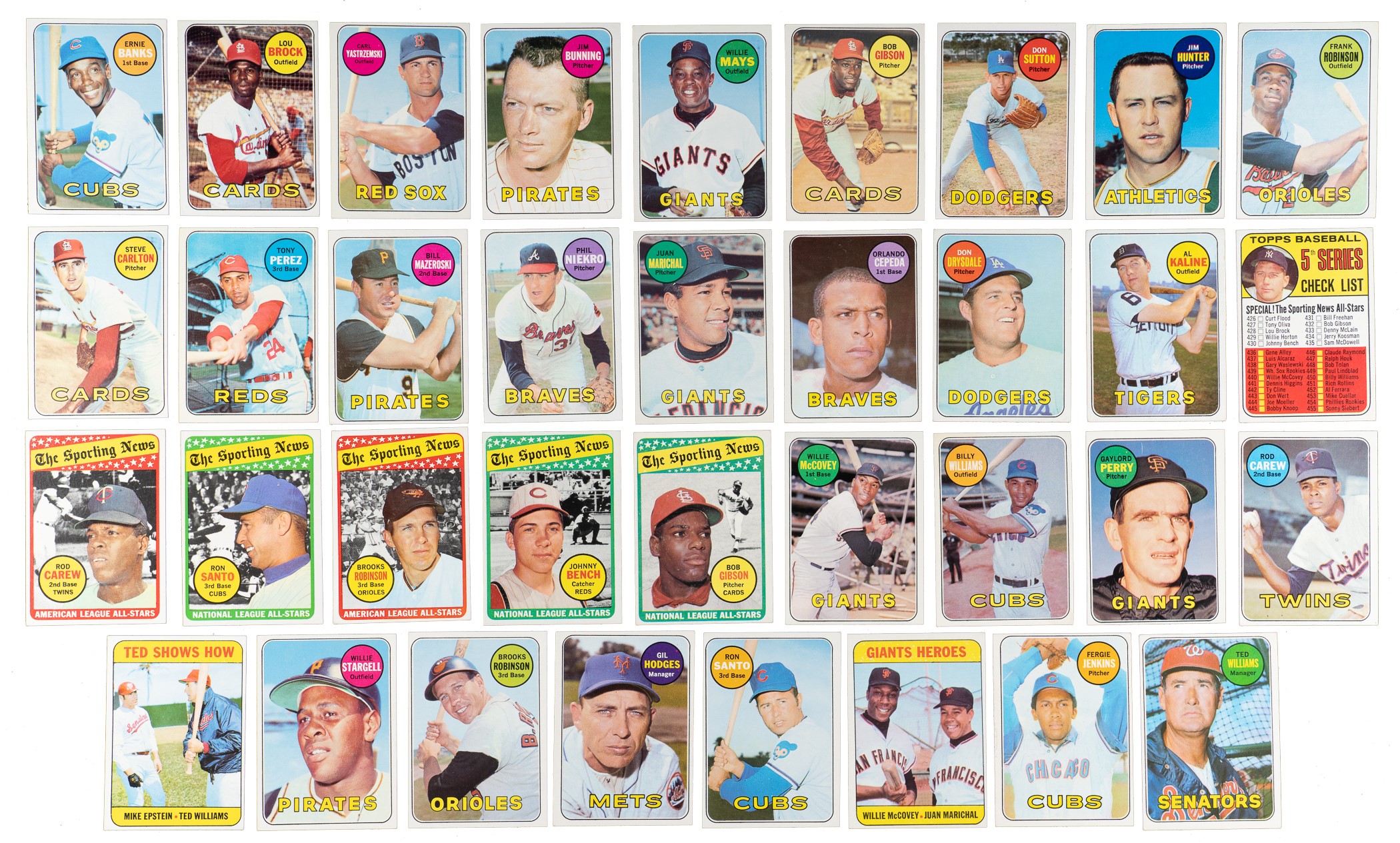 1969 Topps Complete Set (664) Including PSA EX-MT 6 Mickey Mantle and ...