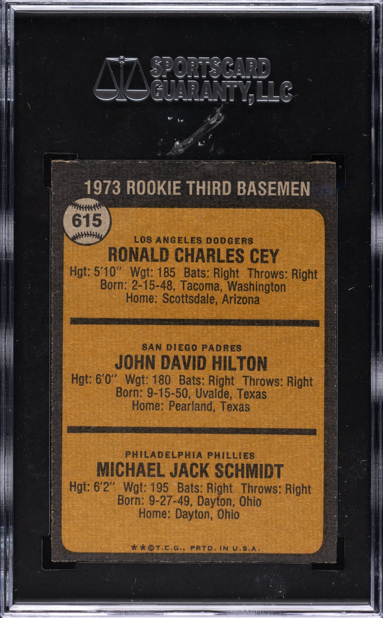 1973 Topps #615 Mike Schmidt Rookie SGC MINT 9 | REA Archive