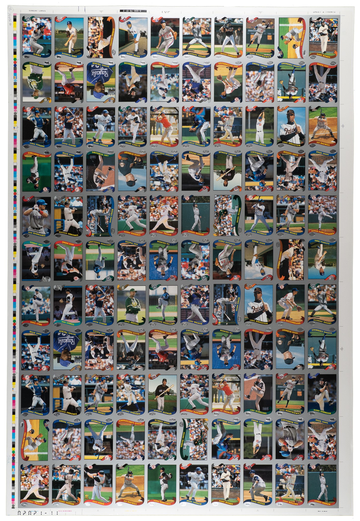 2003 Topps Kanebo Japanese Uncut Sheet Trio Including Base, Silver, and ...