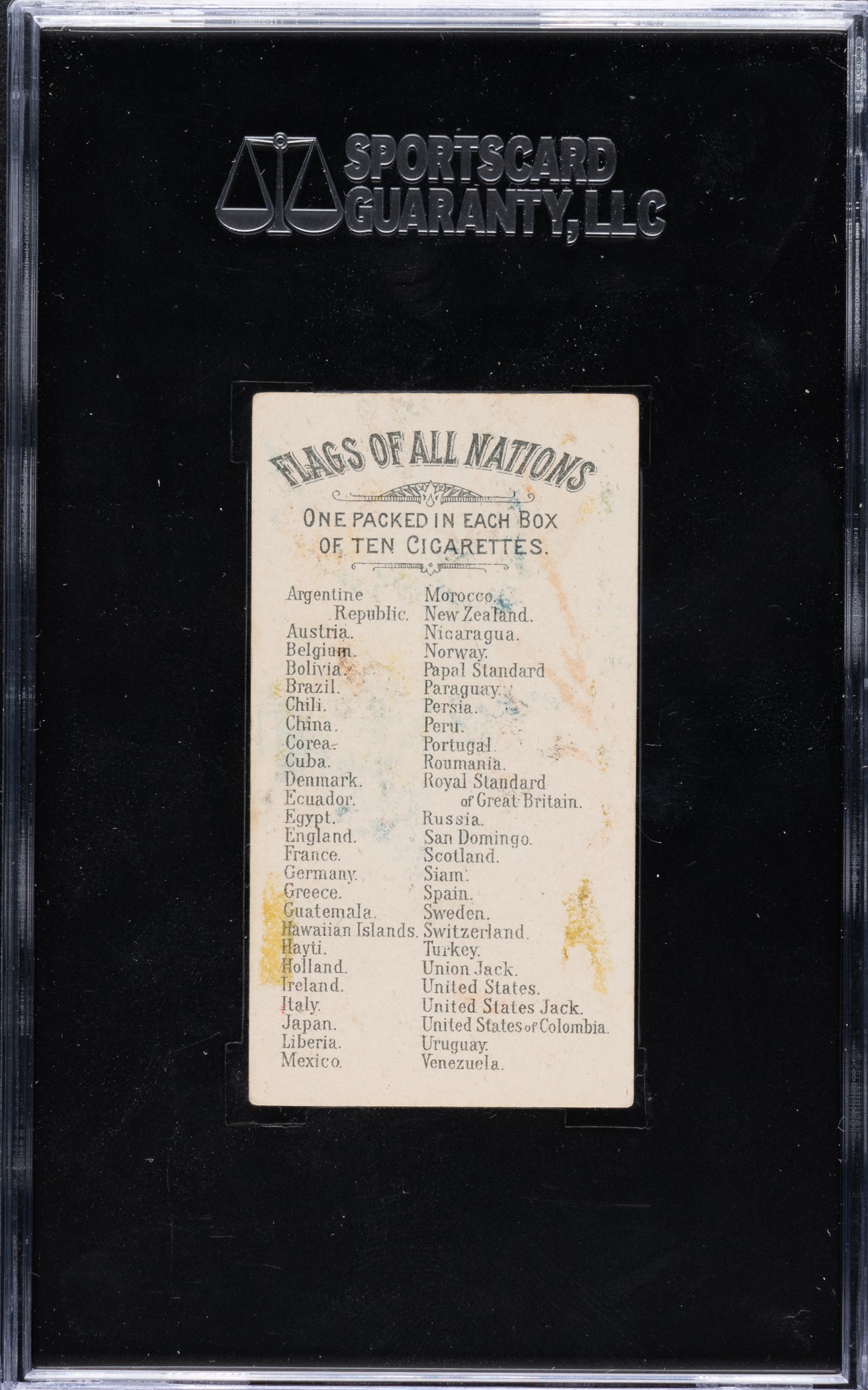 1887 N9 Allen & Ginter "Flags of All Nations" Roumania SGC EX 60 ...