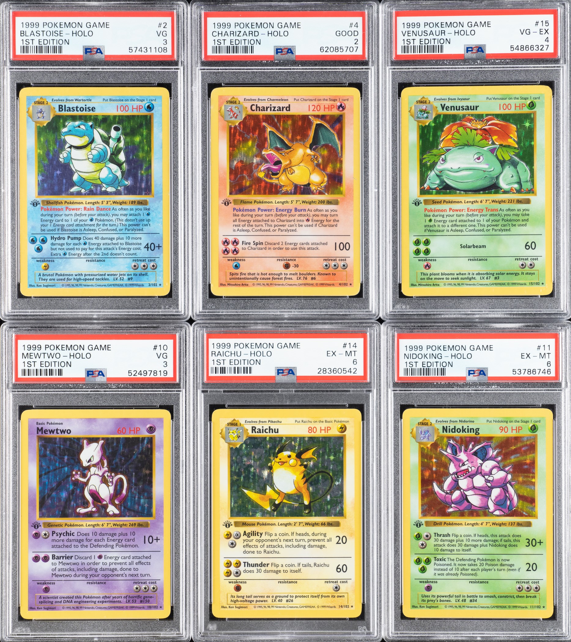 1999 Pokemon Base Set 1st Edition "Thick Stamp" Holographic Complete ...
