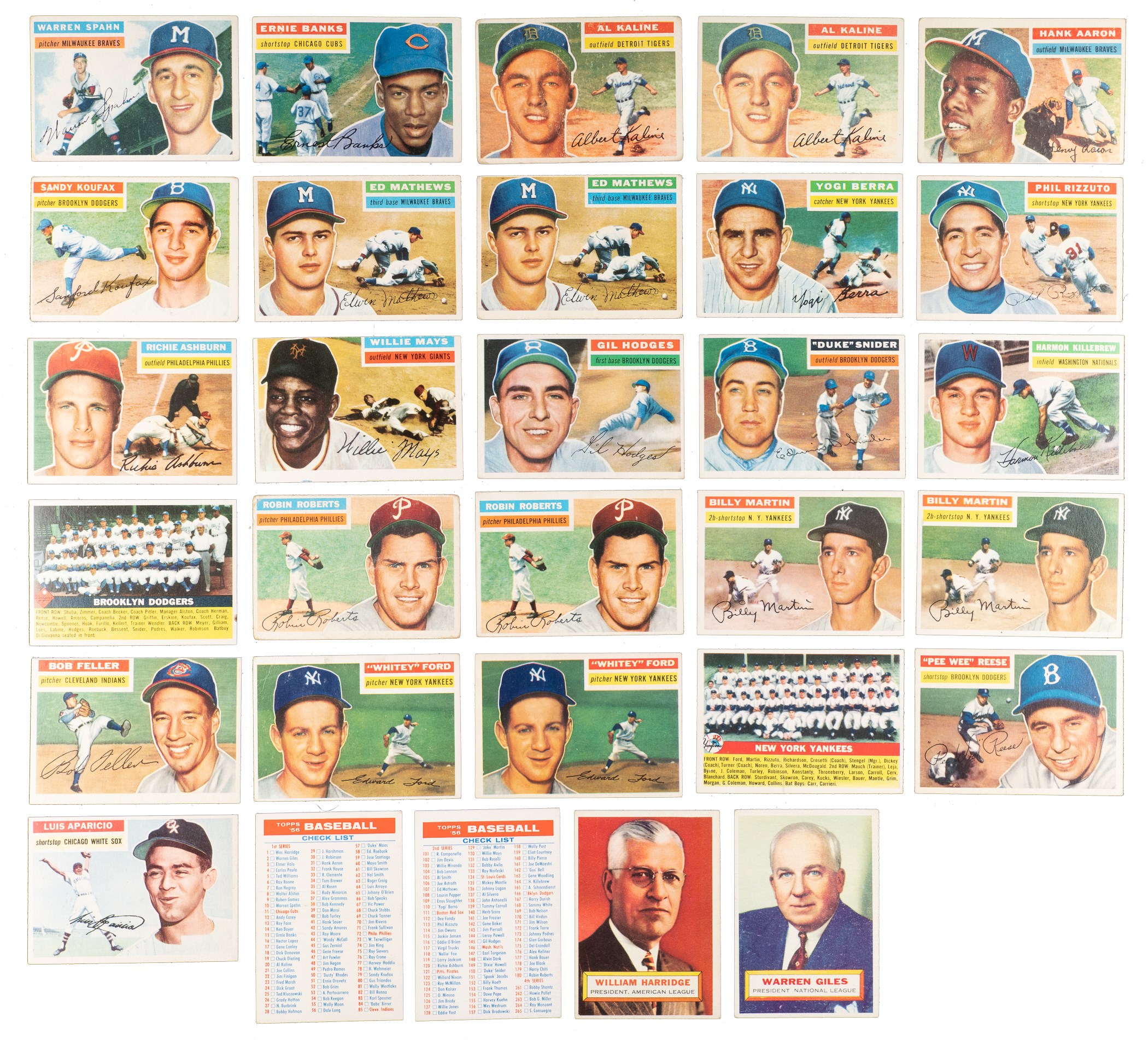 1956 Topps Near-Complete Set (321/340) Plus Two Checklists and 135 ...