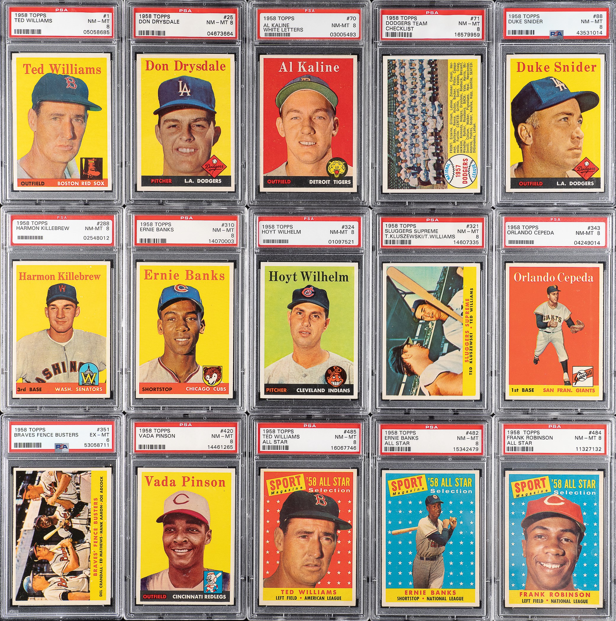 1958 Topps Complete Set (494) Including 112 PSA-Graded Cards and 14 ...
