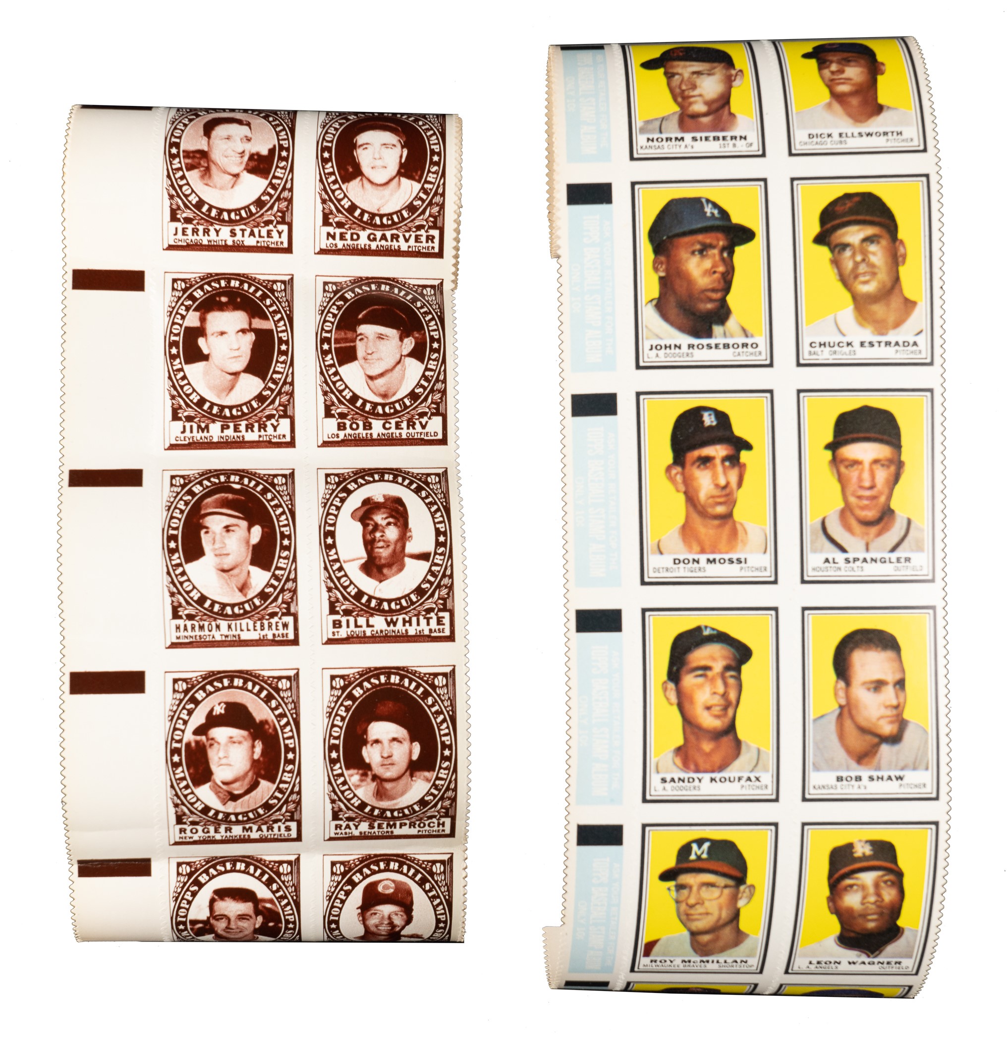 1961 and 1962 Topps Stamps Panels Uncut Roll Pair | REA Archive