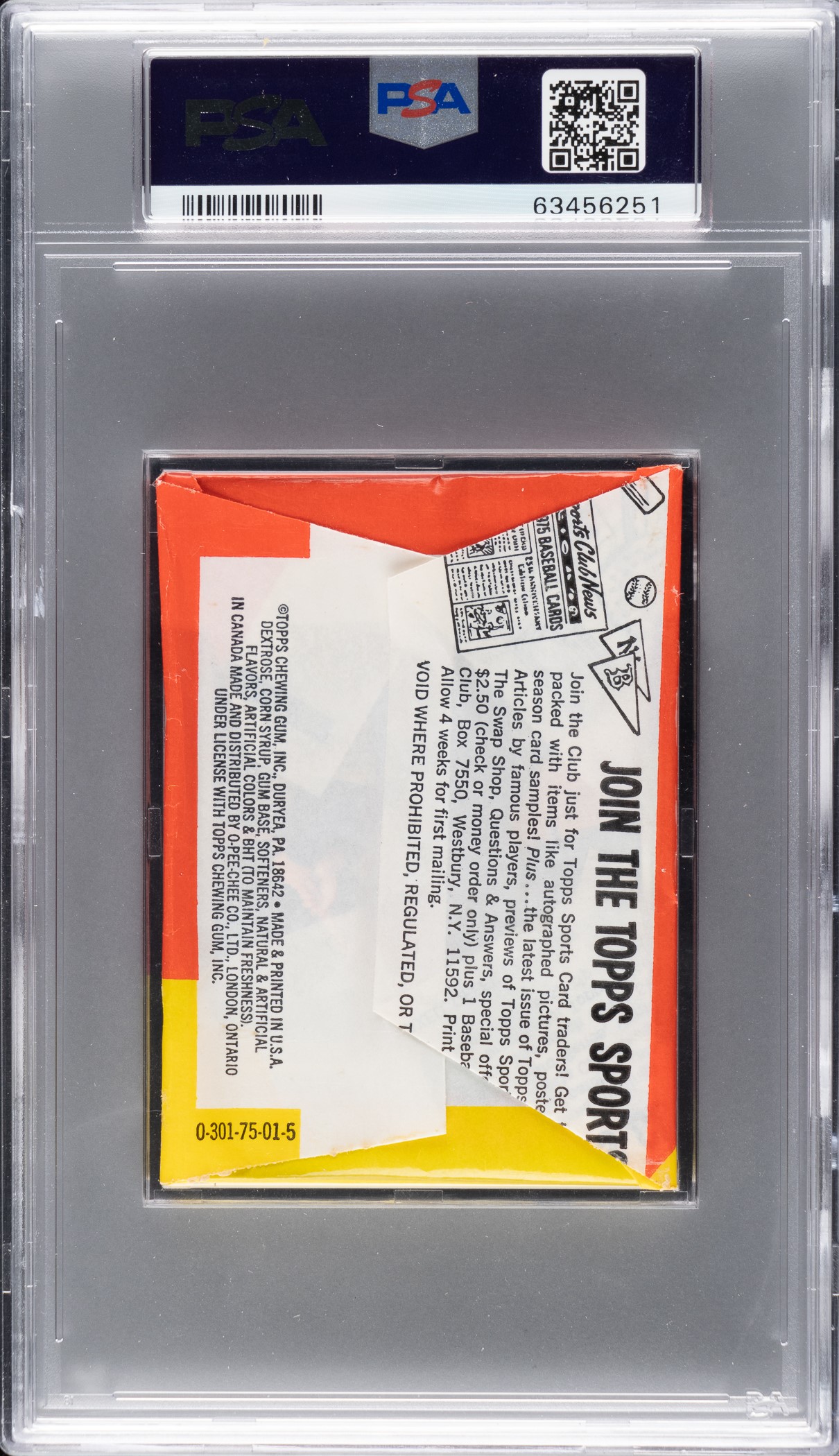1975 Topps Unopened Wax Pack PSA NM 7 - George Brett Rookie on Back ...