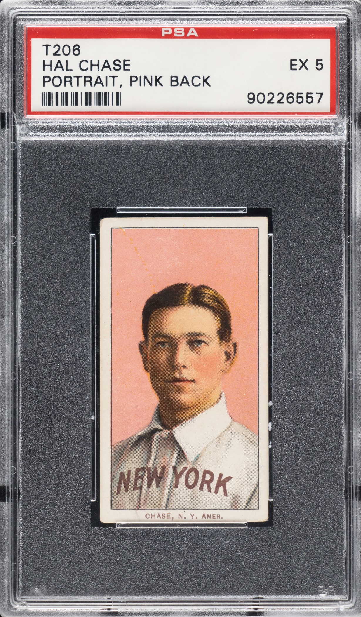 1909-1911 T206 White Border Hal Chase Portrait, Pink Background PSA EX ...