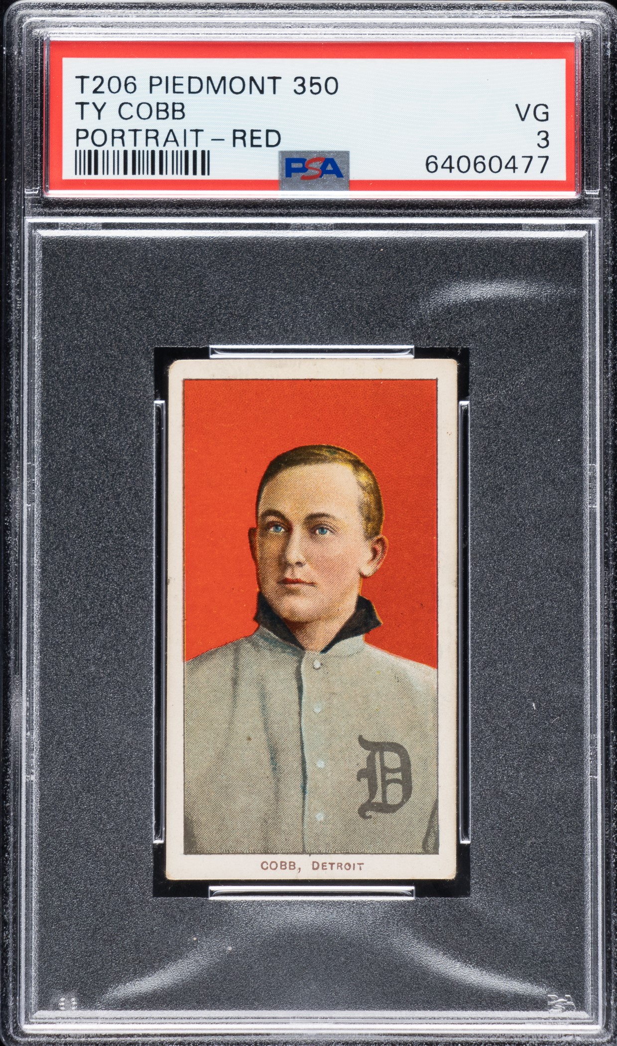 1909-1911 T206 White Border Ty Cobb Portrait Red Background PSA VG 3 ...