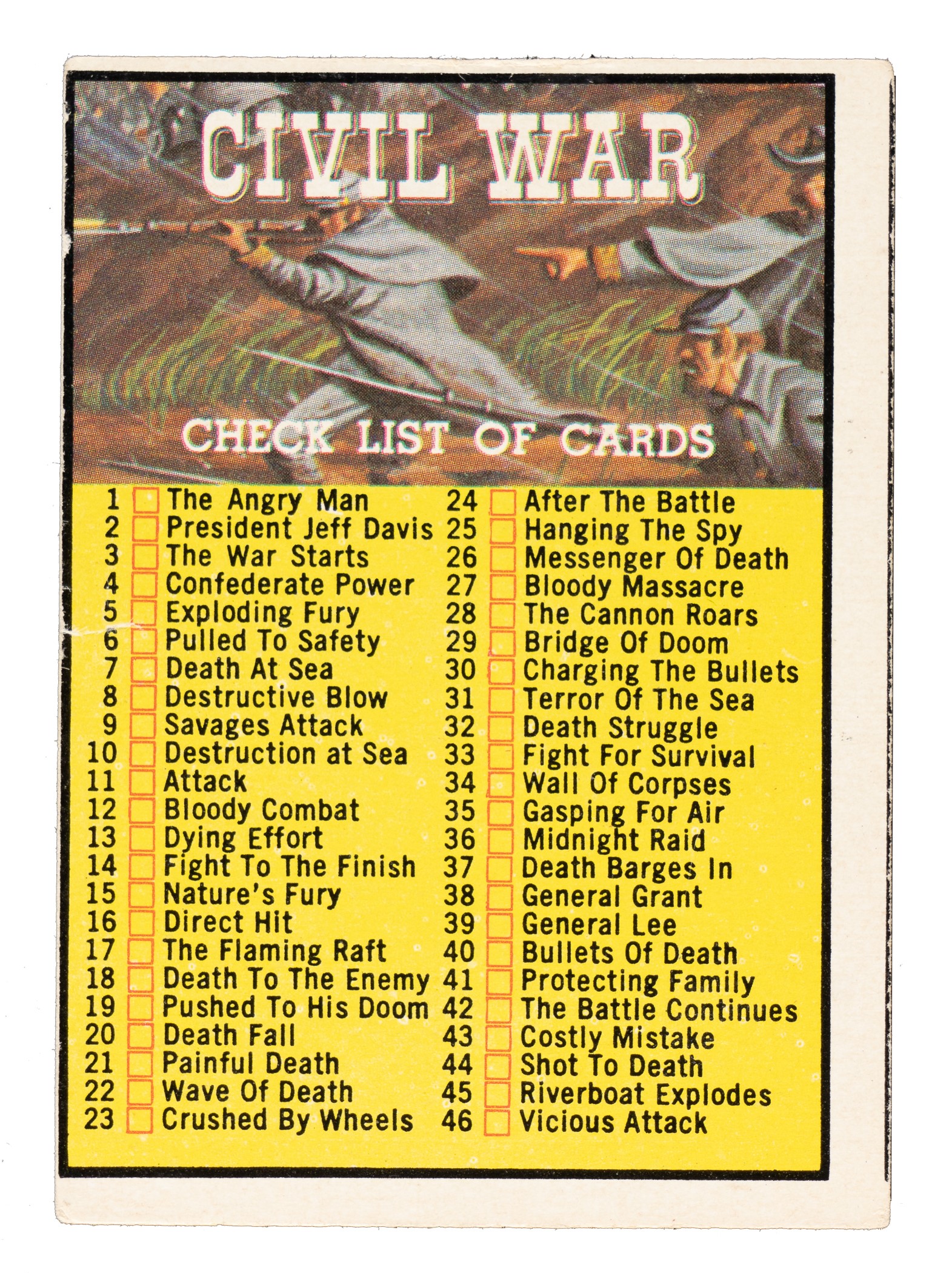 1962 Topps "Civil War News" Complete Set (88) with Unmarked Checklist ...