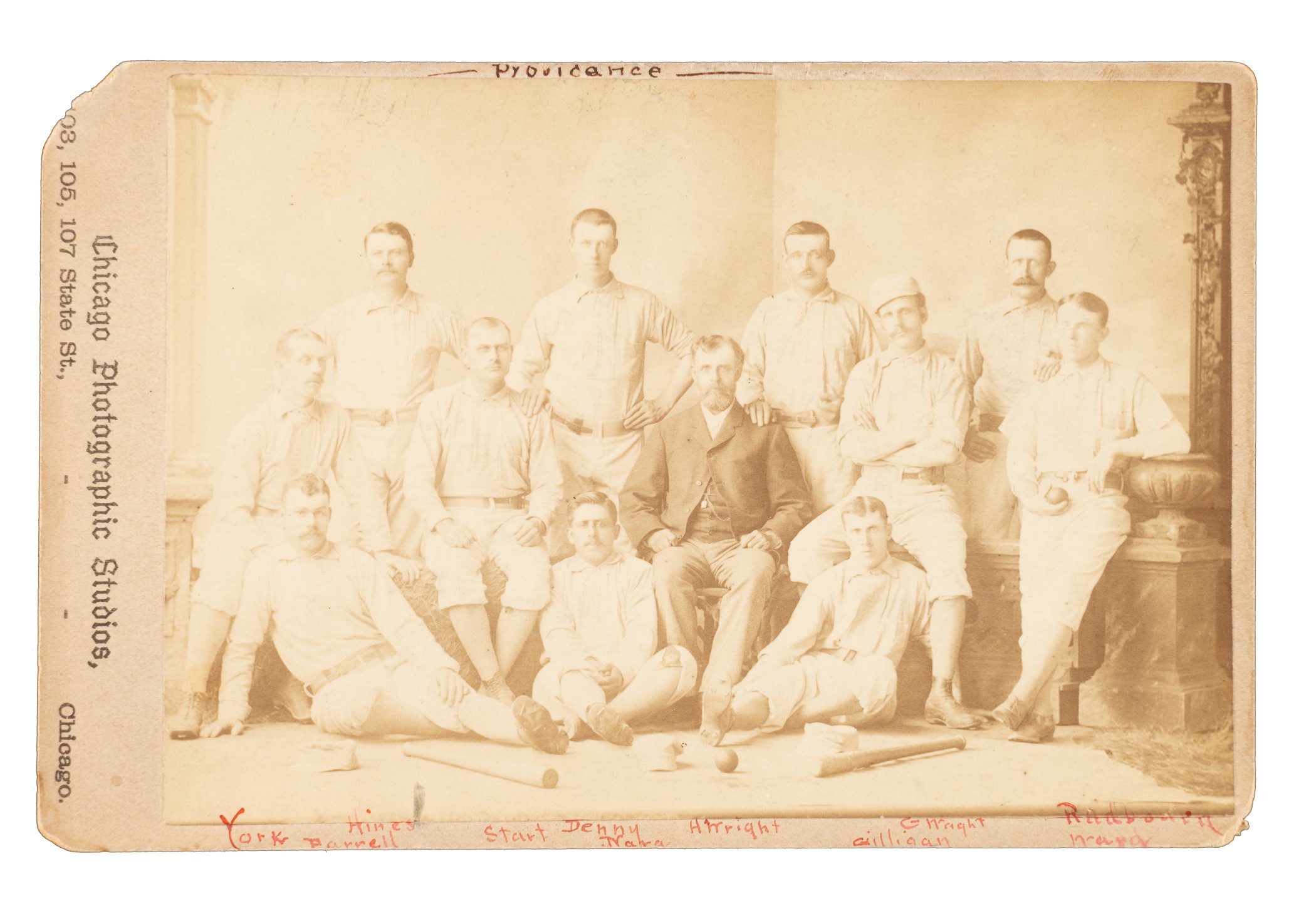 1882 Chicago Photographic Studios Providence Grays Team Cabinet ...