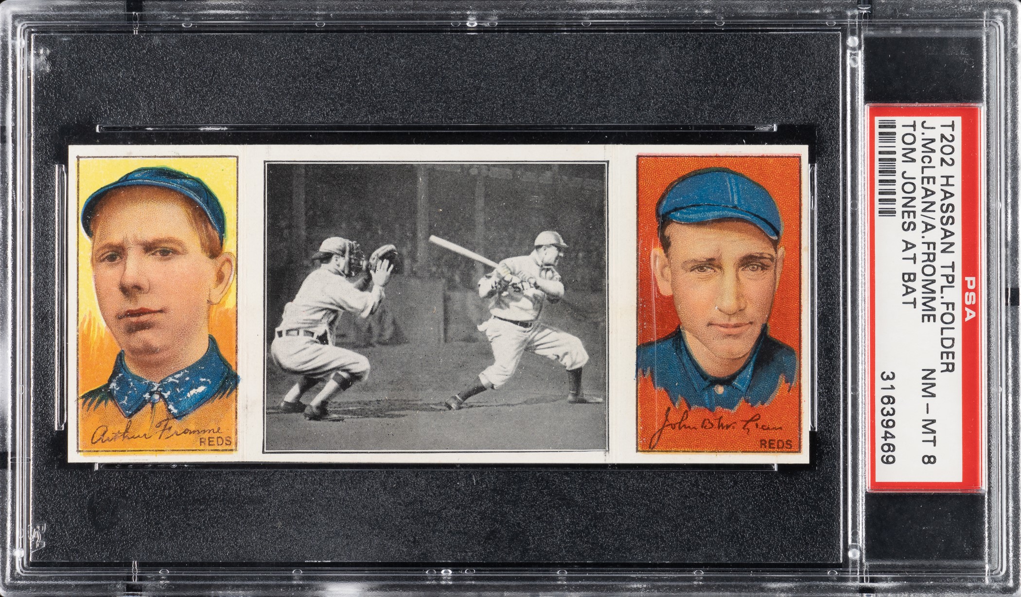 1912 T202 Hassan Triple Folder "Tom Jones At Bat" McLean/Fromme PSA NM ...