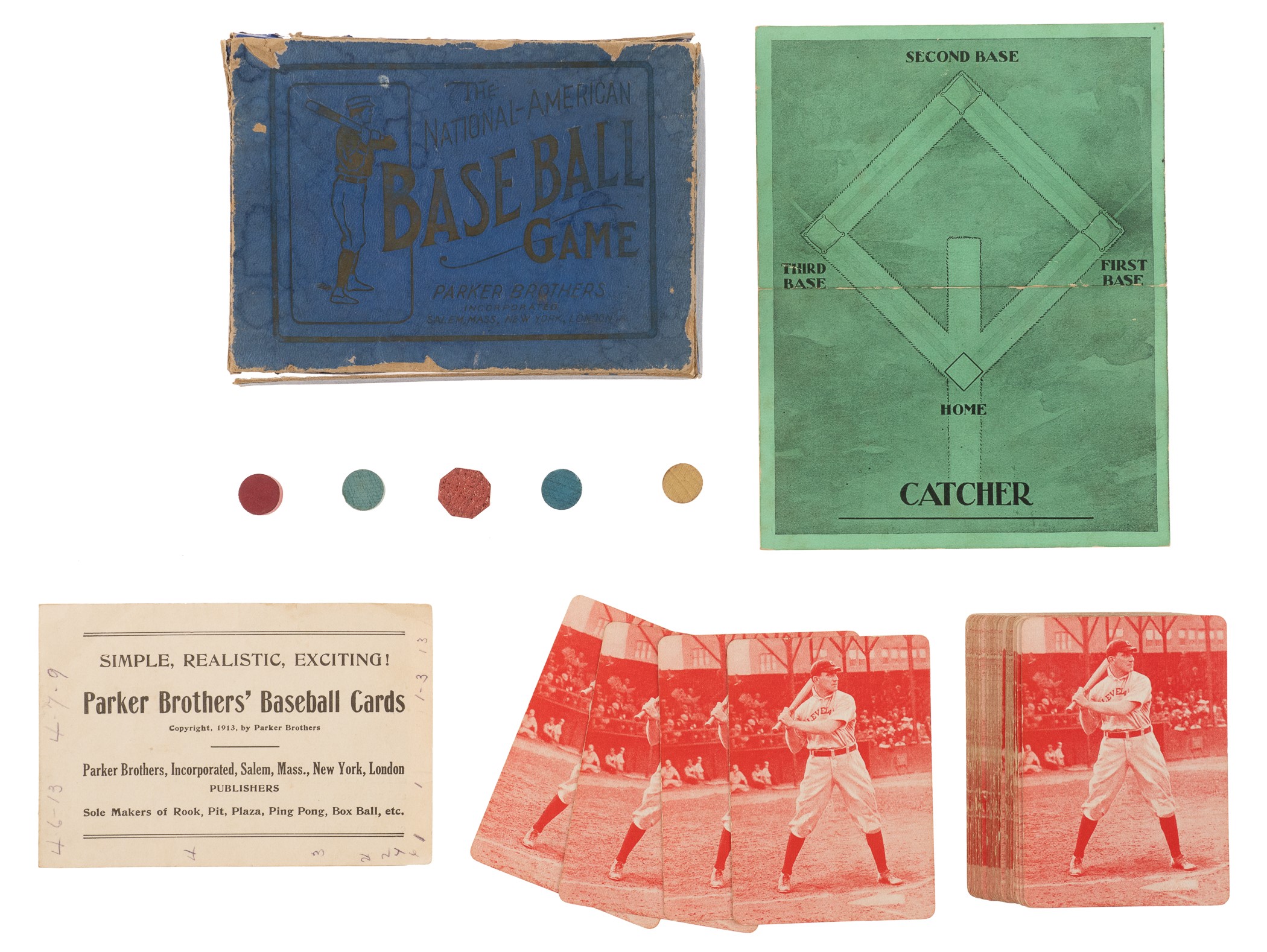 1913 Parker Brothers "The National American Baseball Game" with 40 Nap ...