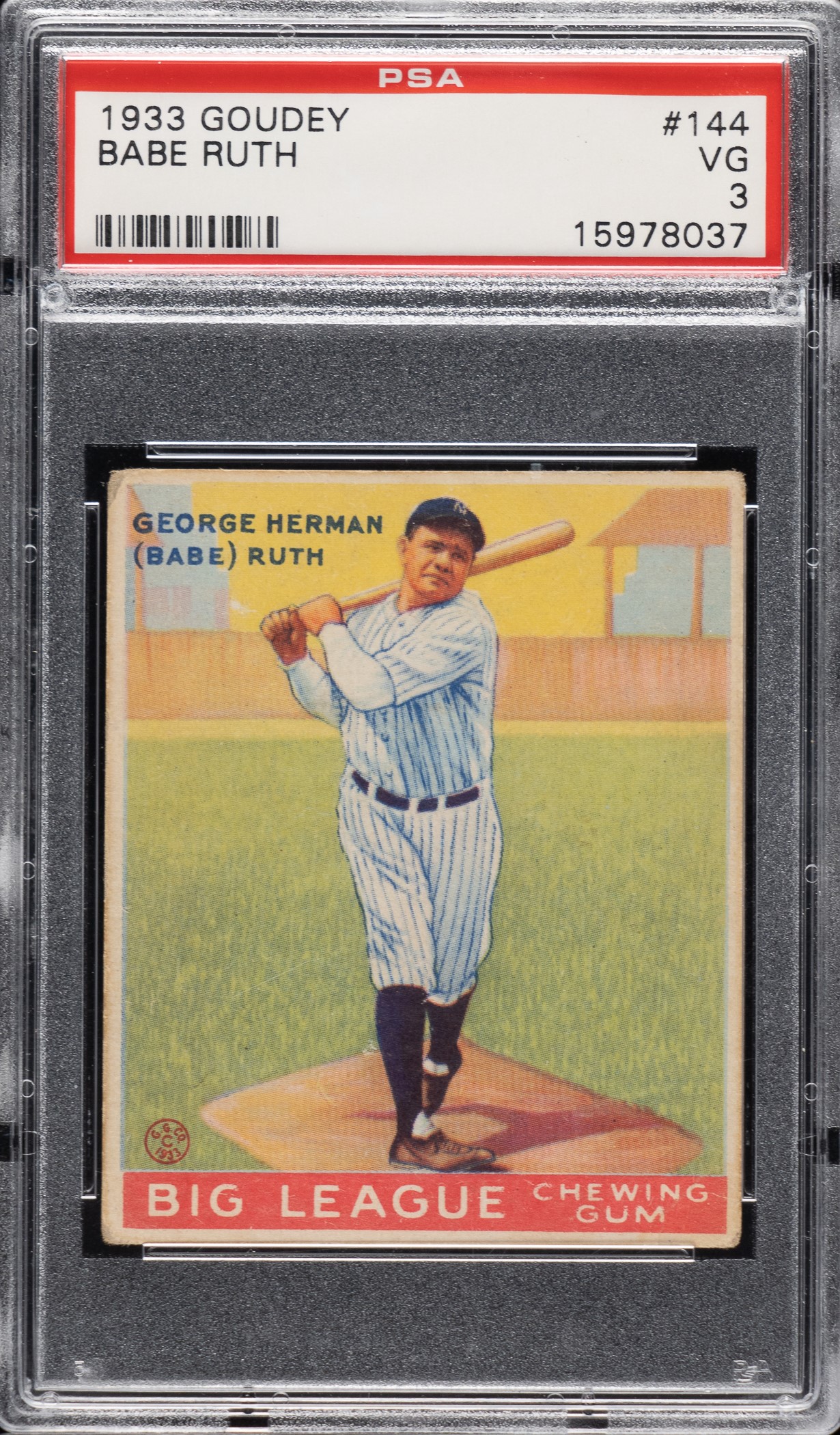 1933 R319 Goudey #144 Babe Ruth PSA VG 3 | REA Archive