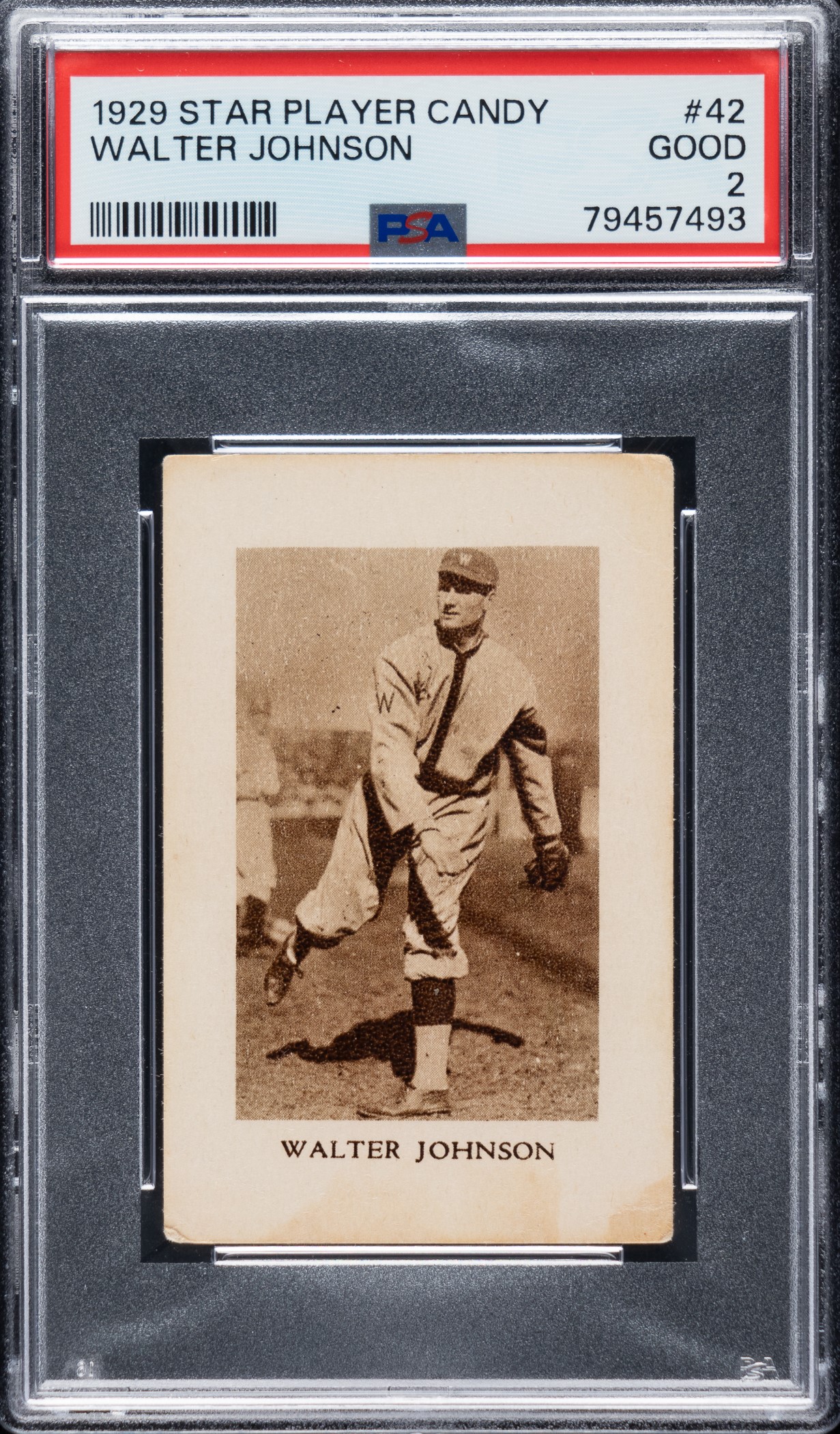 1929 Star Player Candy #42 Walter Johnson PSA GOOD 2 - The ONLY Graded Example! | REA Archive