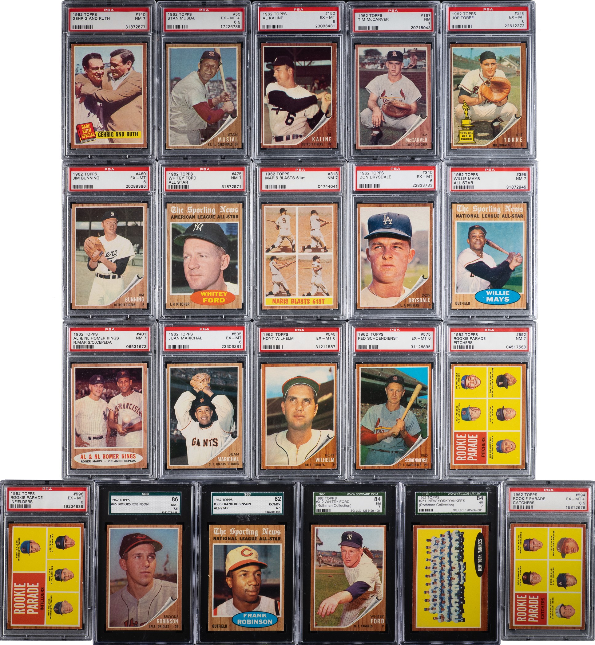 1962 Topps Near-Complete Set (578/598) Including 44 PSA- and SGC-Graded ...