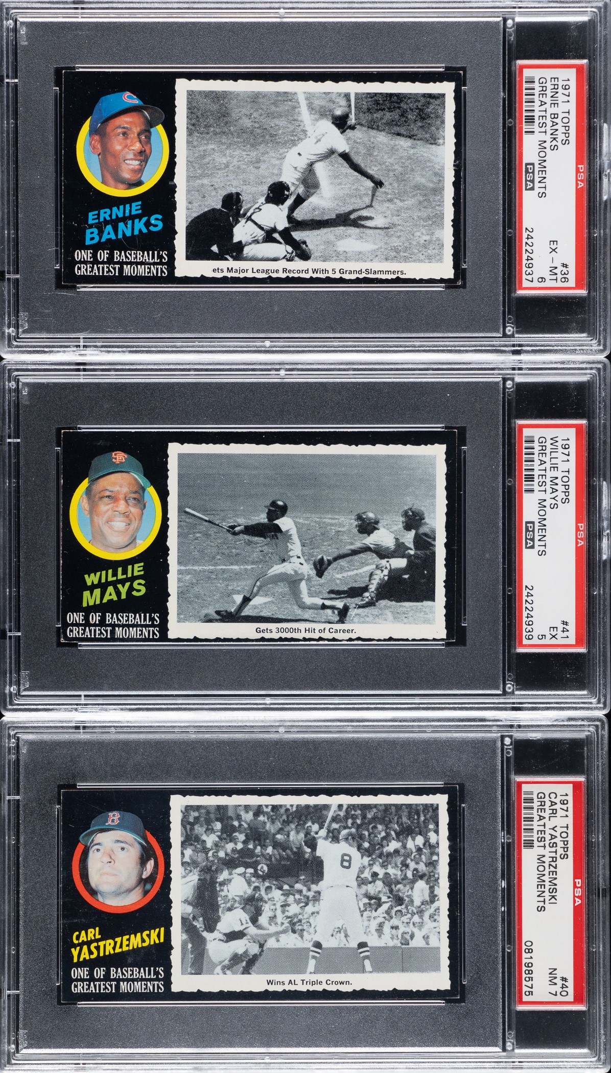 1971 Topps Greatest Moments Complete Set (55) Including 28 PSA- and SGC ...