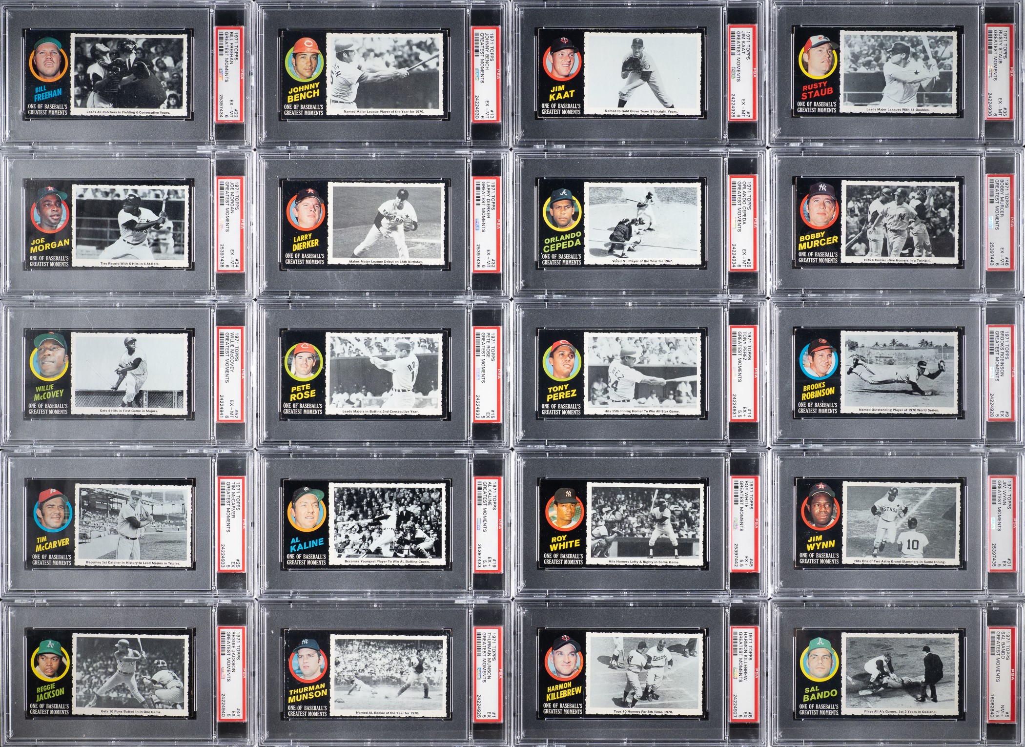 1971 Topps Greatest Moments Complete Set (55) Including 28 PSA- and SGC ...