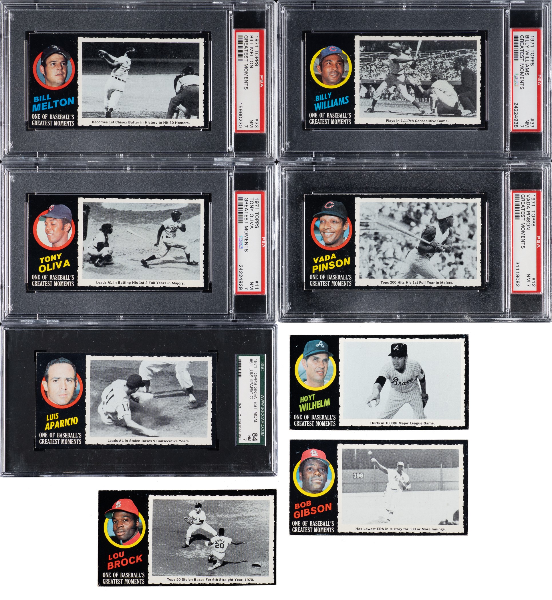 1971 Topps Greatest Moments Complete Set (55) Including 28 PSA- and SGC ...