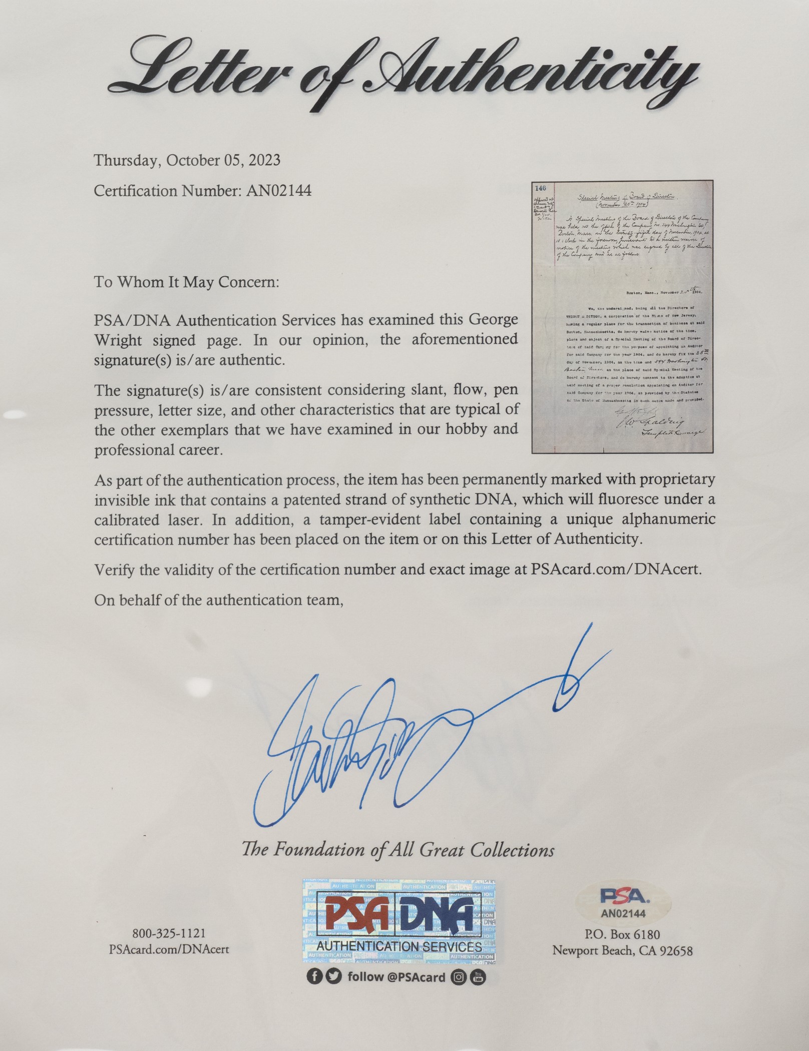 1892-1906 Wright & Ditson Minute Book Signed by George Wright (Twice ...