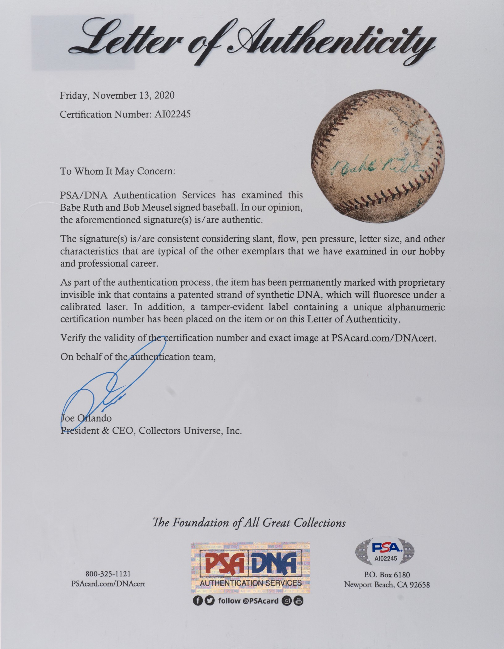 1924 Babe Ruth Seattle Exhibition Game Home Run Baseball - Signed by ...