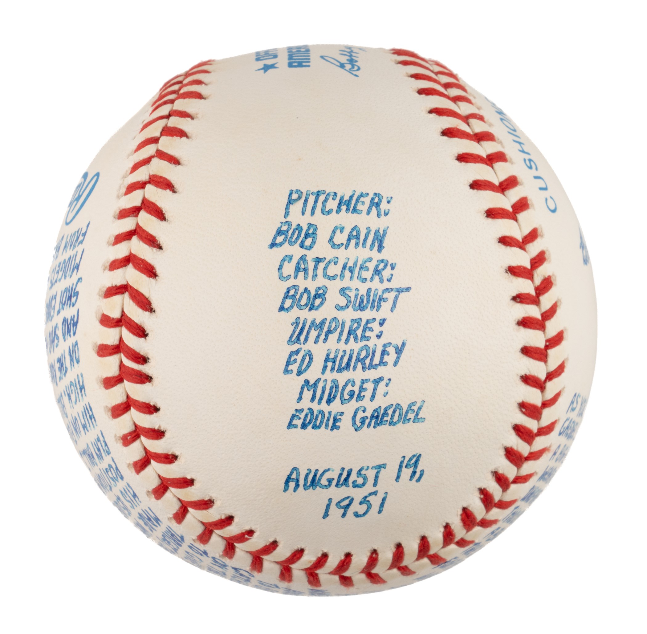 Bob Cain Signed Story Baseball - Pitcher During Eddie Gaedel's Major ...