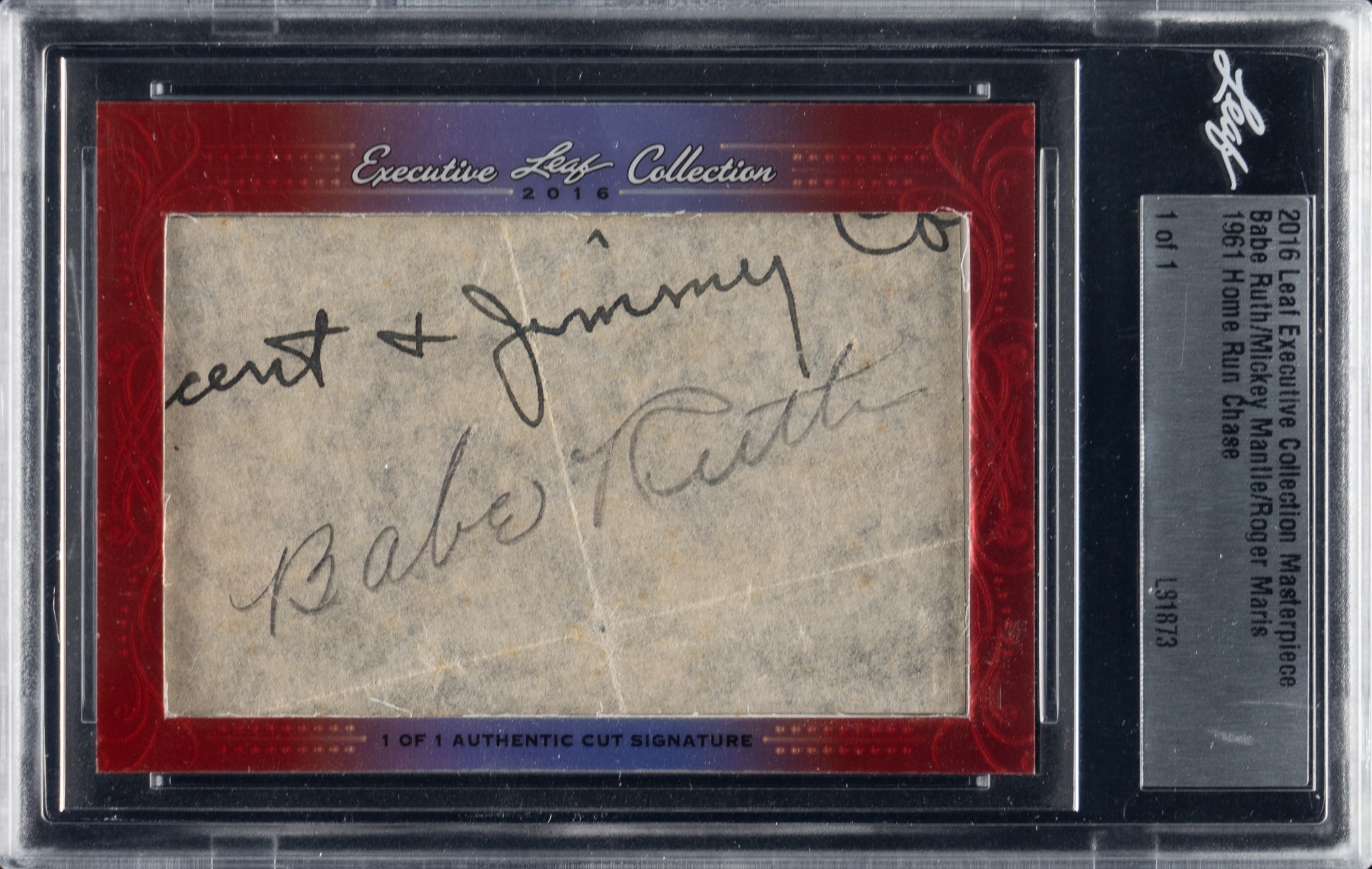 2016 Leaf Executive Collection Masterpiece Babe Ruth/Mickey Mantle ...