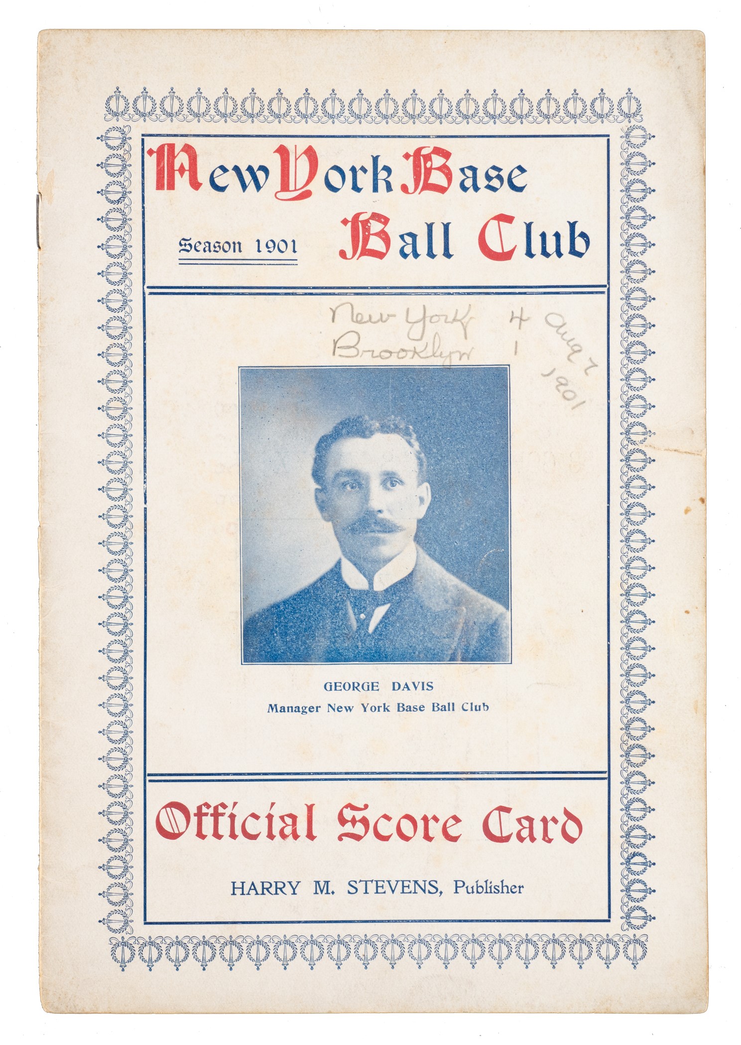 1901 New York Giants (vs. Brooklyn Superbas) Scorecard - Mathewson and ...