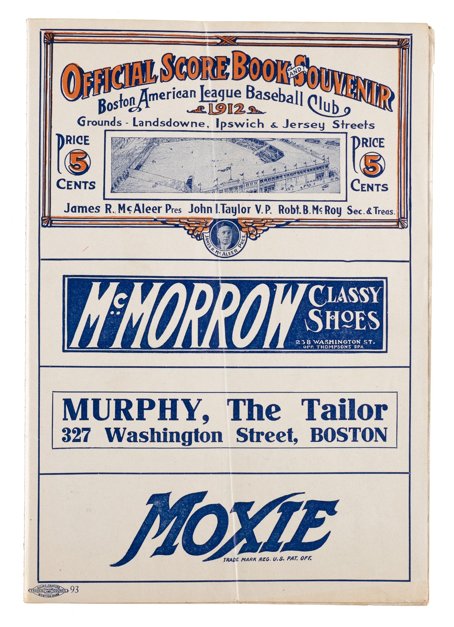 1912 Boston Red Sox (vs. Chicago White Sox) Program - World ...