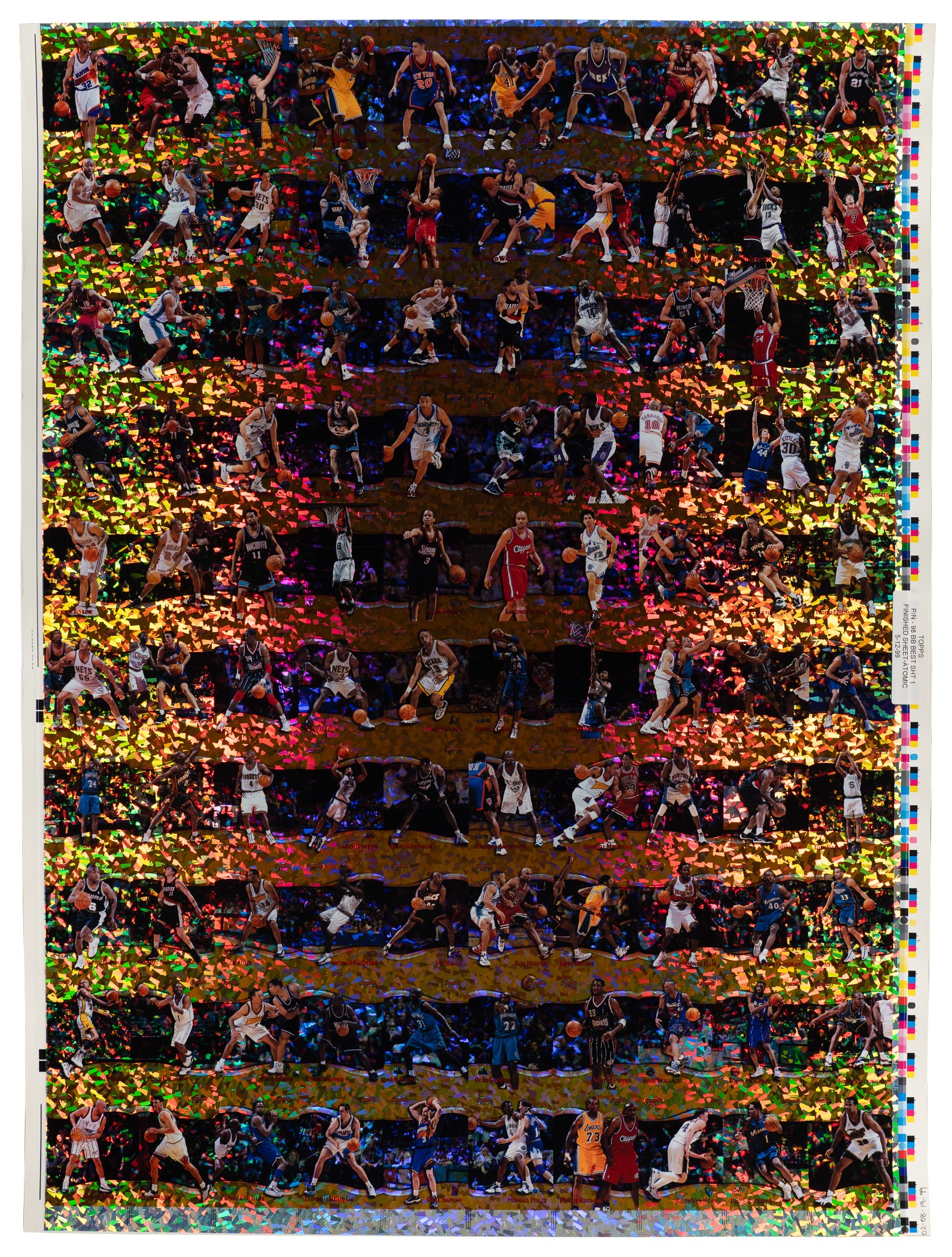 1998-1999 Bowman's Best Basketball Uncut Sheet Trio (3 Sheets, 300 ...