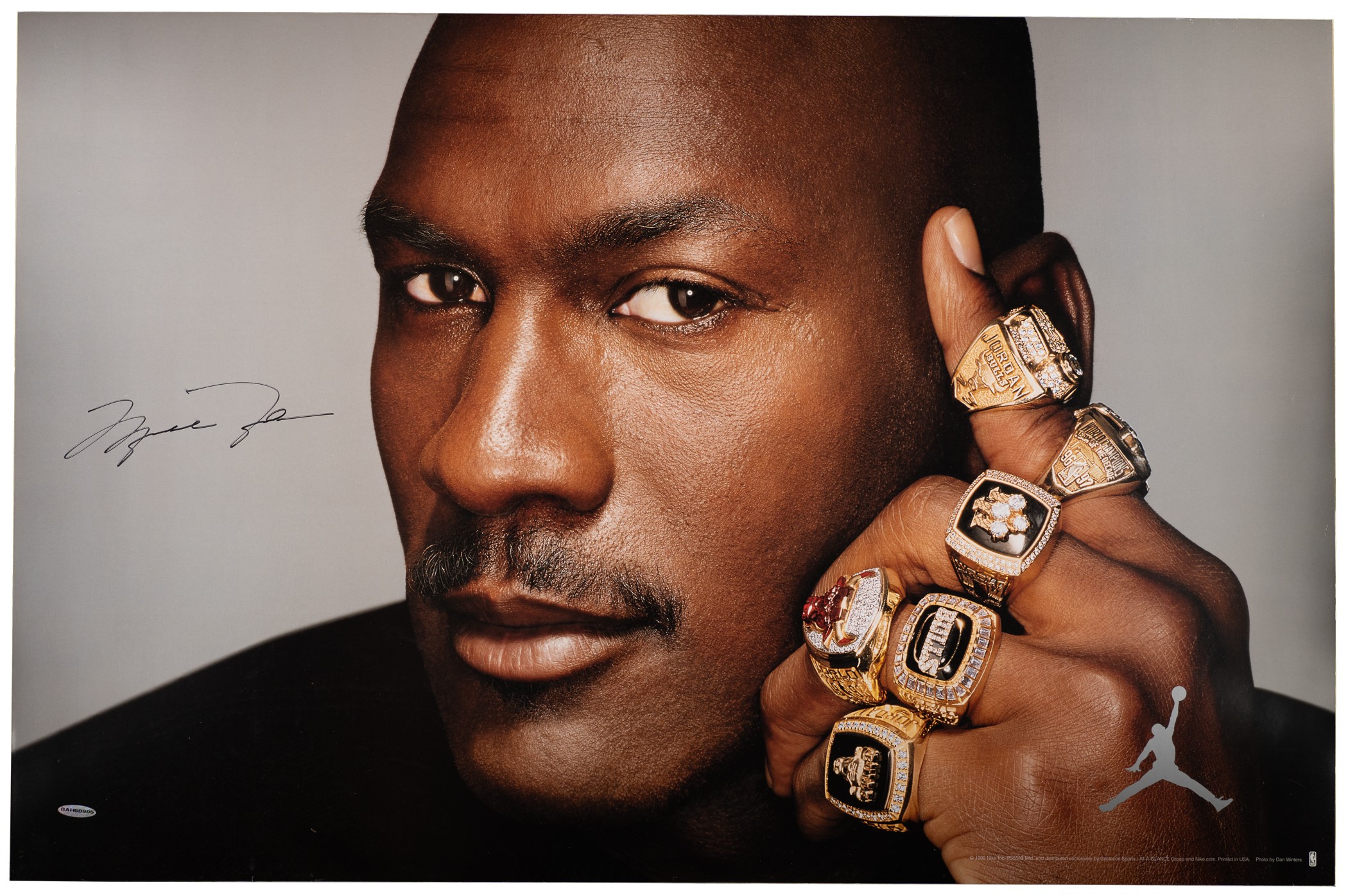 1999 Michael Jordan Signed "Six Championship Rings" Oversized Nike ...