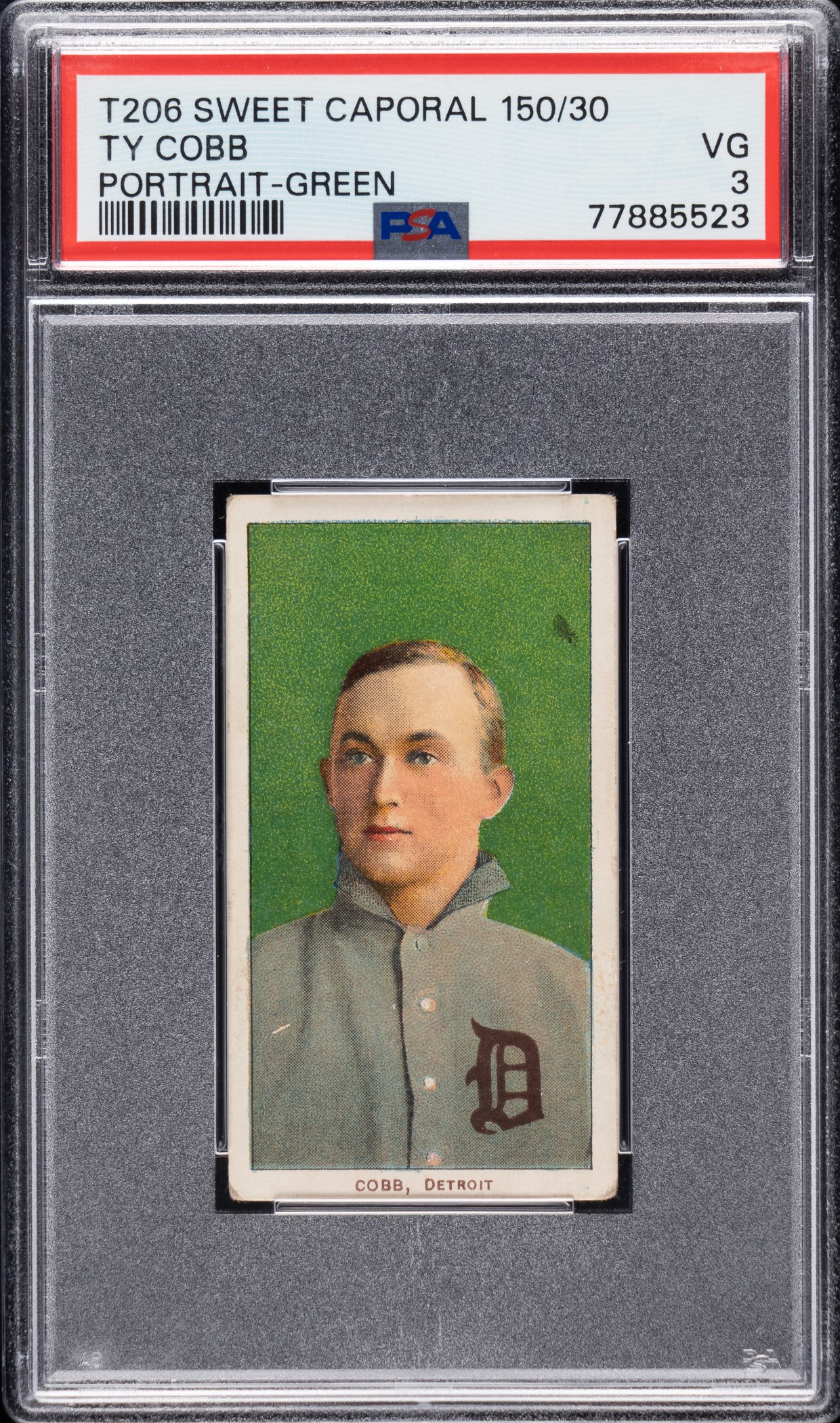 1909-1911 T206 White Border Ty Cobb Portrait Green Background PSA VG 3 ...