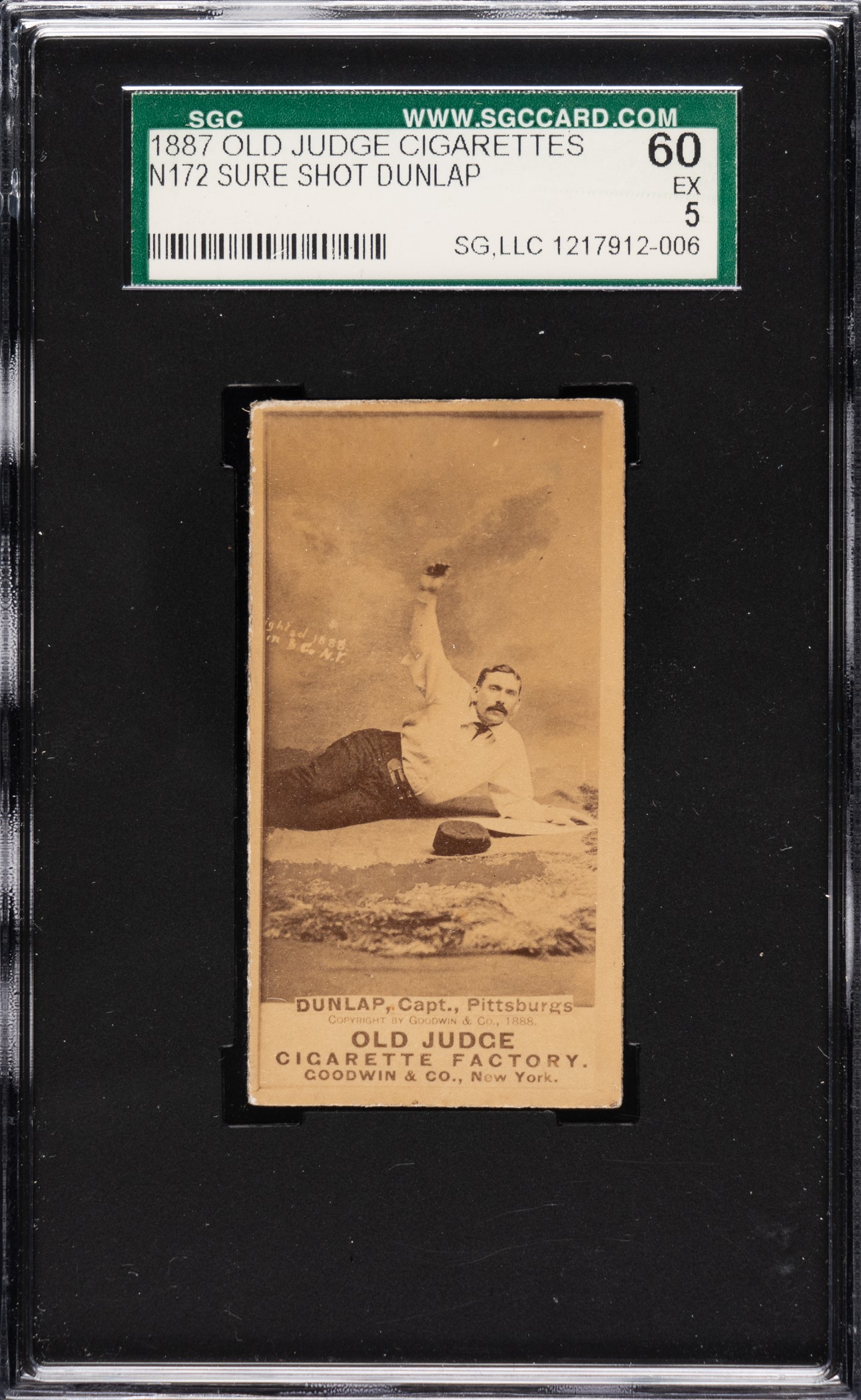 1889 N172 Old Judge Sure Shot Dunlap SGC EX 60 - Scarce Sliding Pose ...