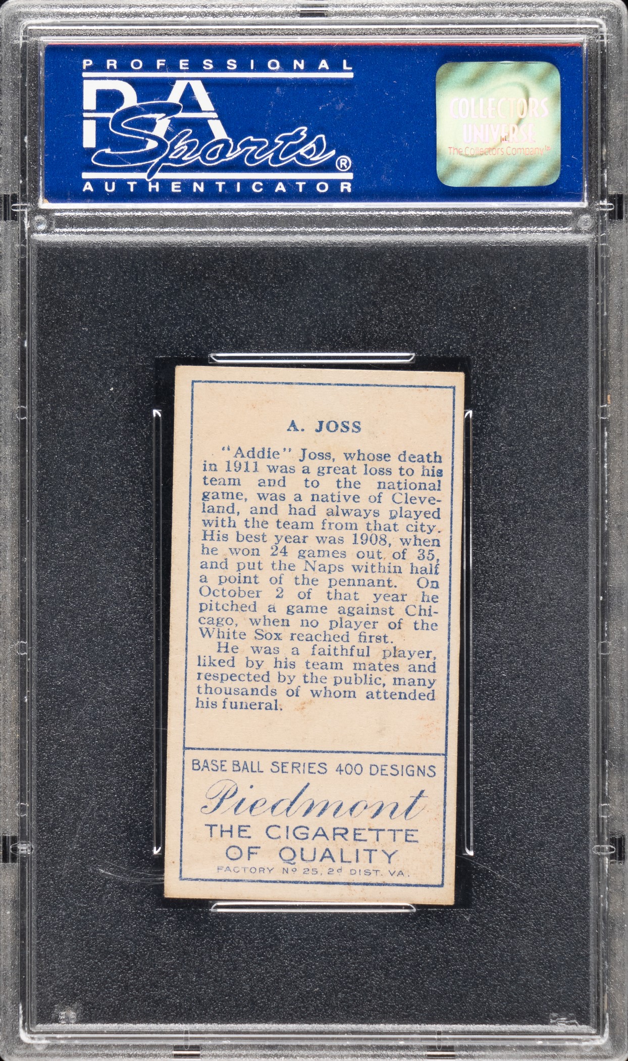 1911 T205 Gold Border Addie Joss PSA EX-MT 6 | REA Archive