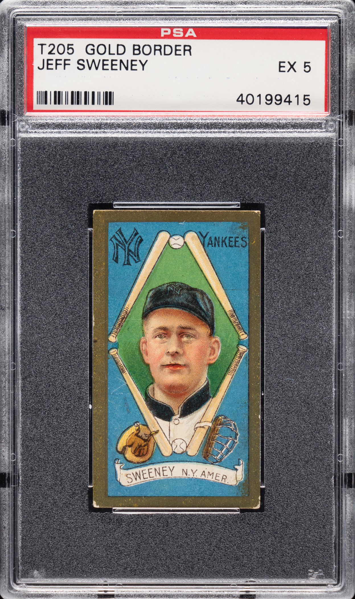 1911 T205 Gold Border Jeff Sweeney PSA EX 5 - Polar Bear Back | REA Archive
