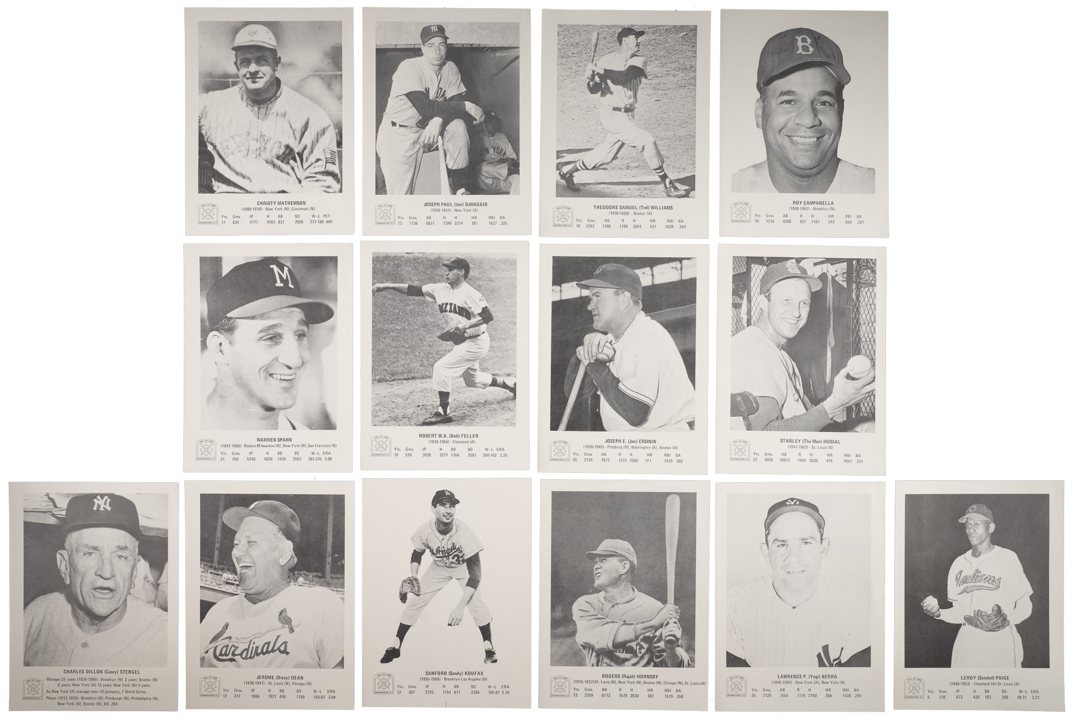 1973 National Baseball Hall of Fame Picture Pack Complete Set (20 ...