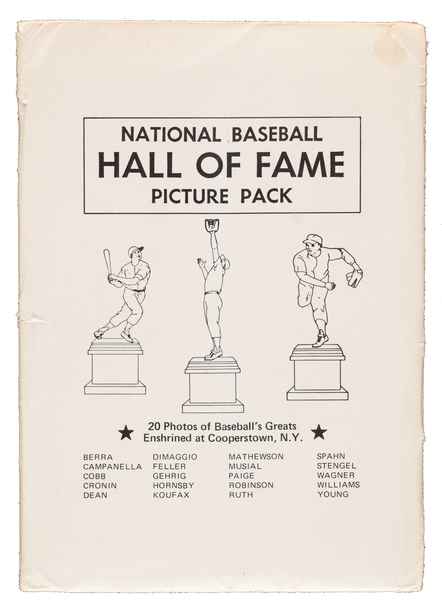 1973 National Baseball Hall of Fame Picture Pack Complete Set (20 ...