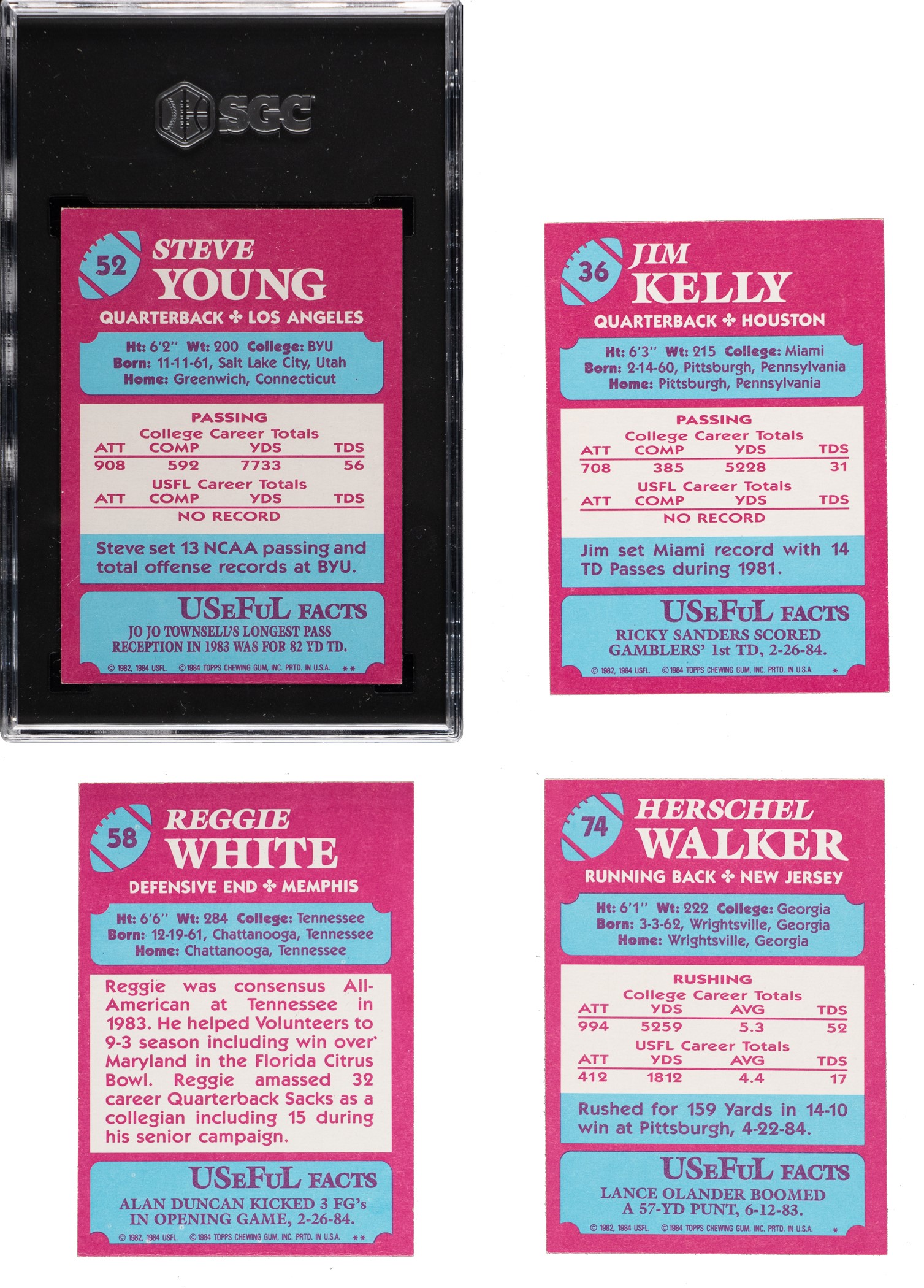 1984 Topps USFL Football Complete Set (132) Including #52 Steve Young ...