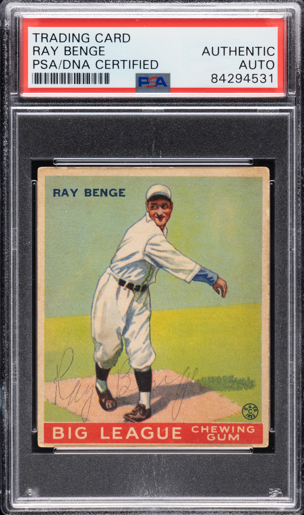 Signed 1933 R319 Goudey #141 Ray Benge - PSA/DNA | REA Archive
