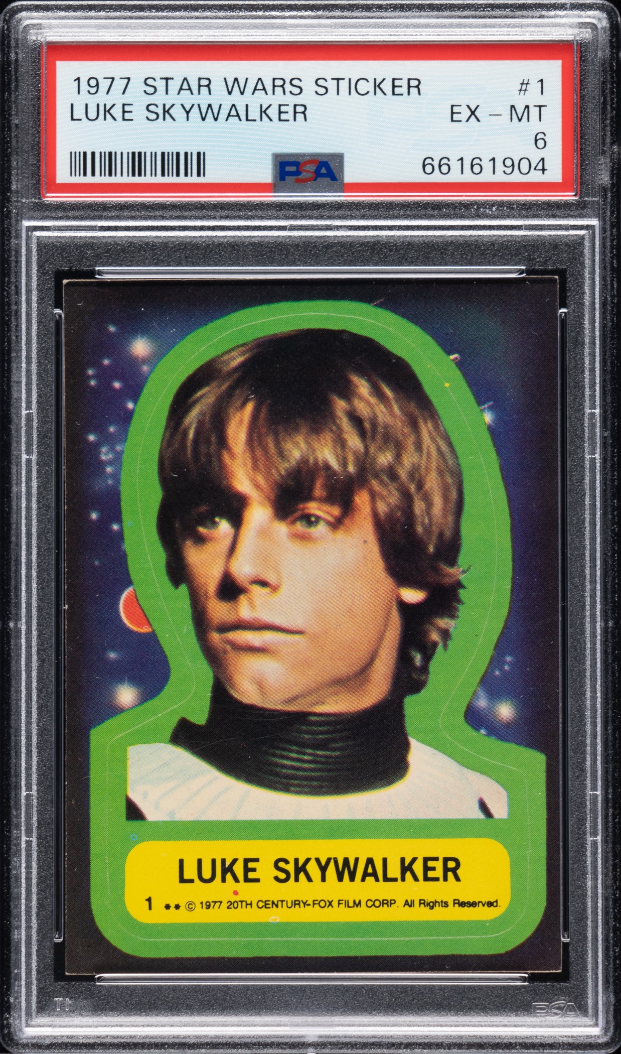 1977 Topps "Star Wars" Sticker #1 Luke Skywalker PSA EX-MT 6 | REA Archive