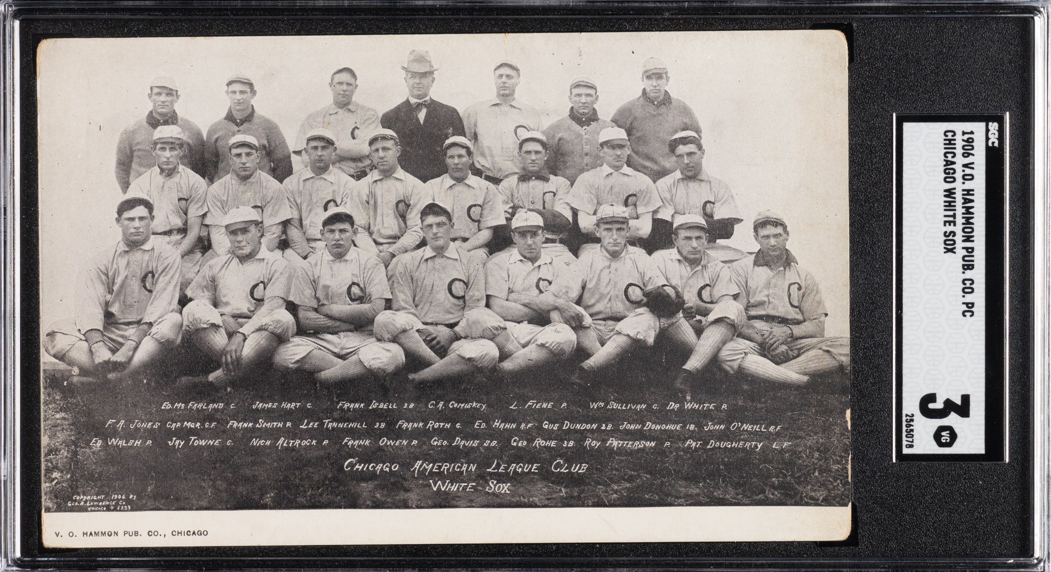 1906 V. O. Hammon Pub Company Chicago White Sox Team Postcard with Ed ...