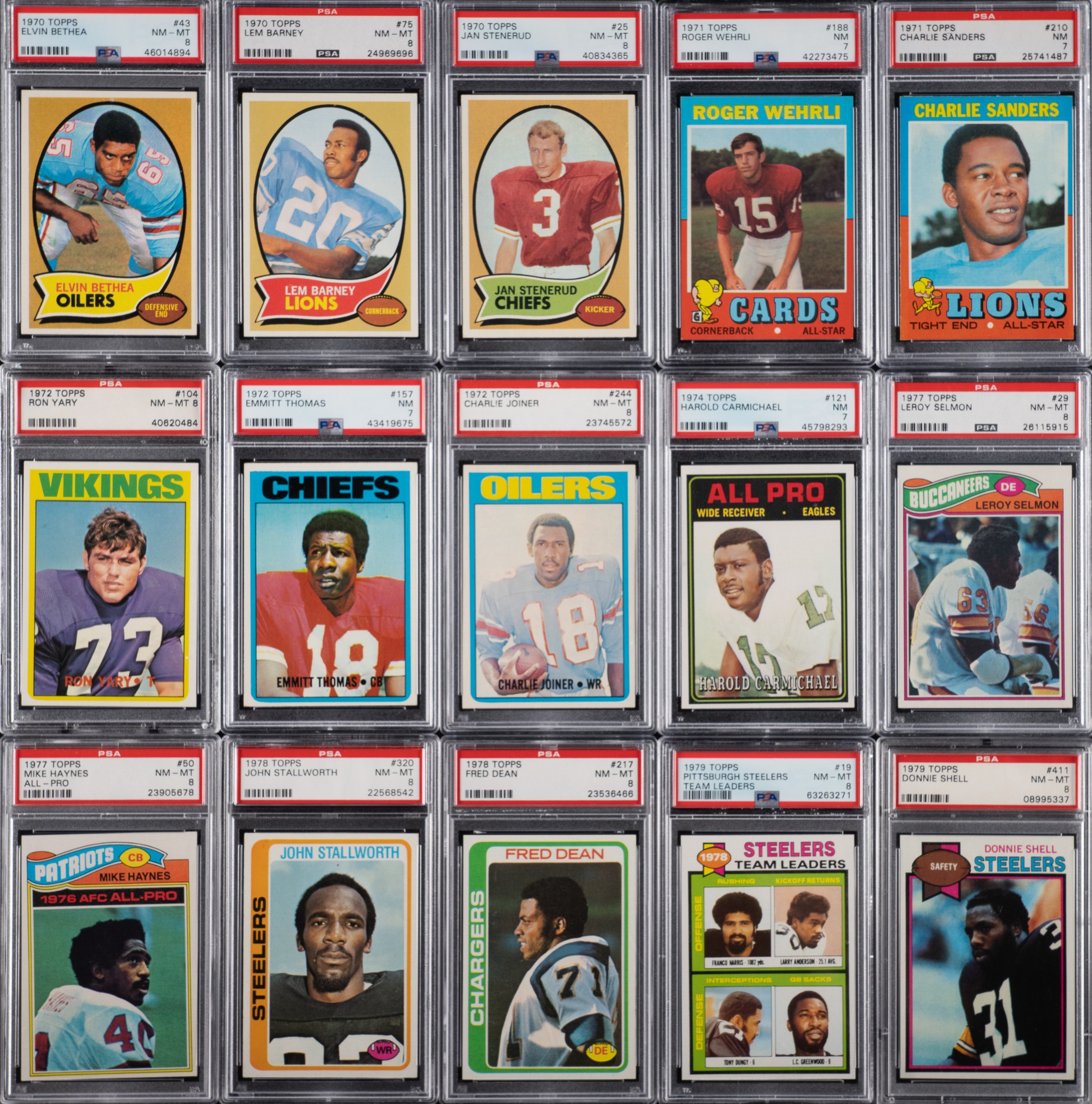 1970 to 1979 Topps Football PSA-Graded Hall of Fame Rookie Collection ...