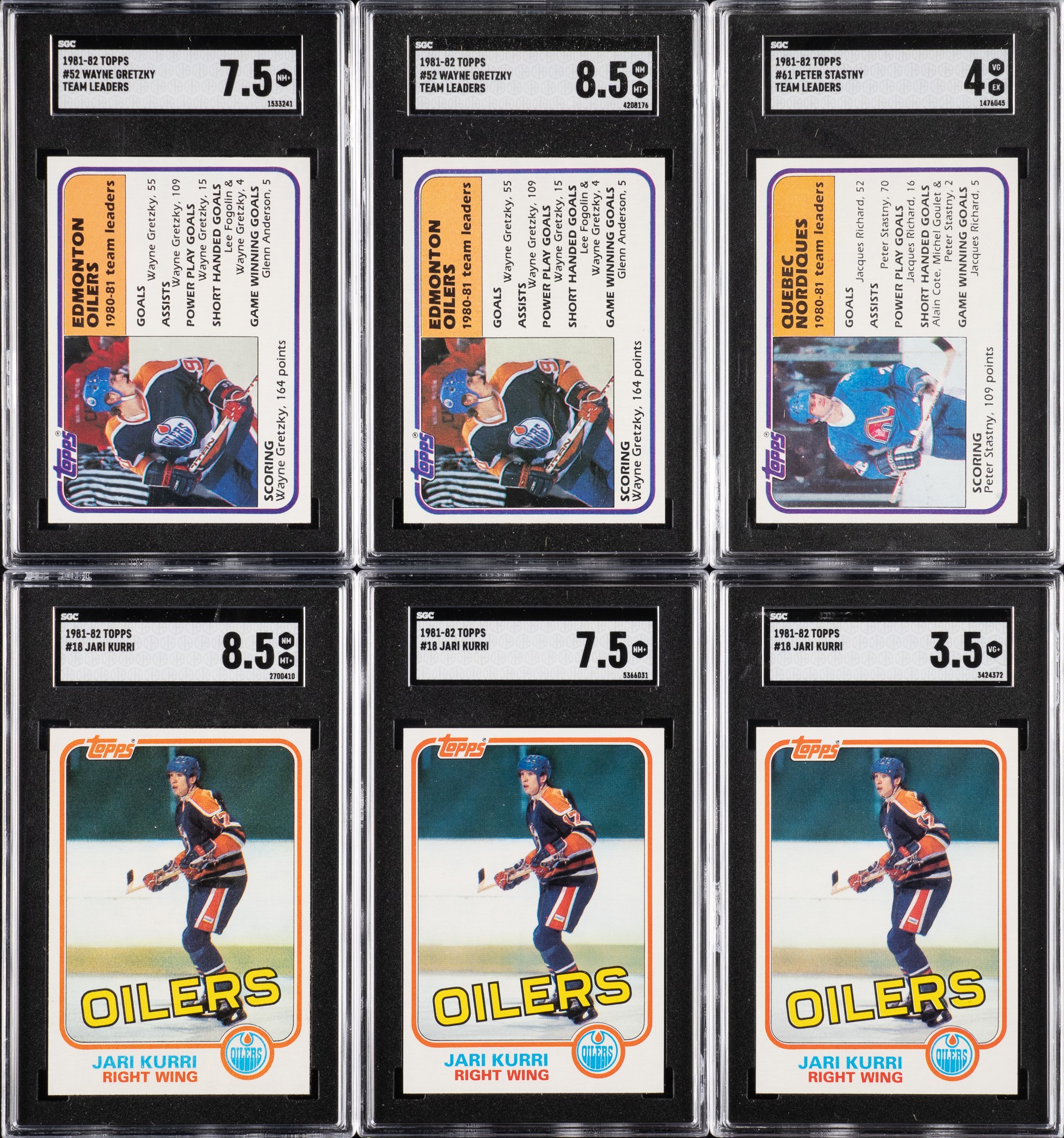 1981-1982 Topps Hockey SGC-Graded Collection (6) Including Gretzky and ...