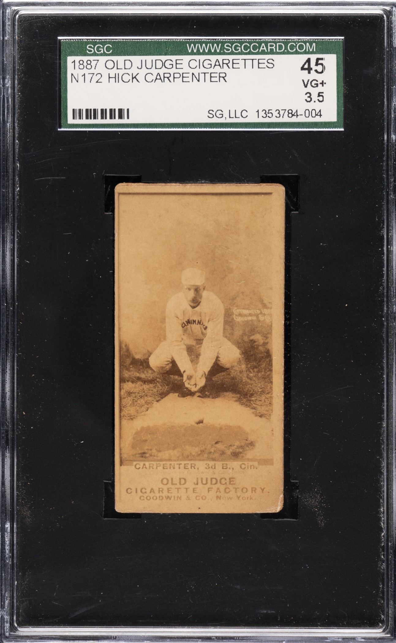 1889 N172 Old Judge Hick Carpenter SGC VG+ 45 | REA Archive
