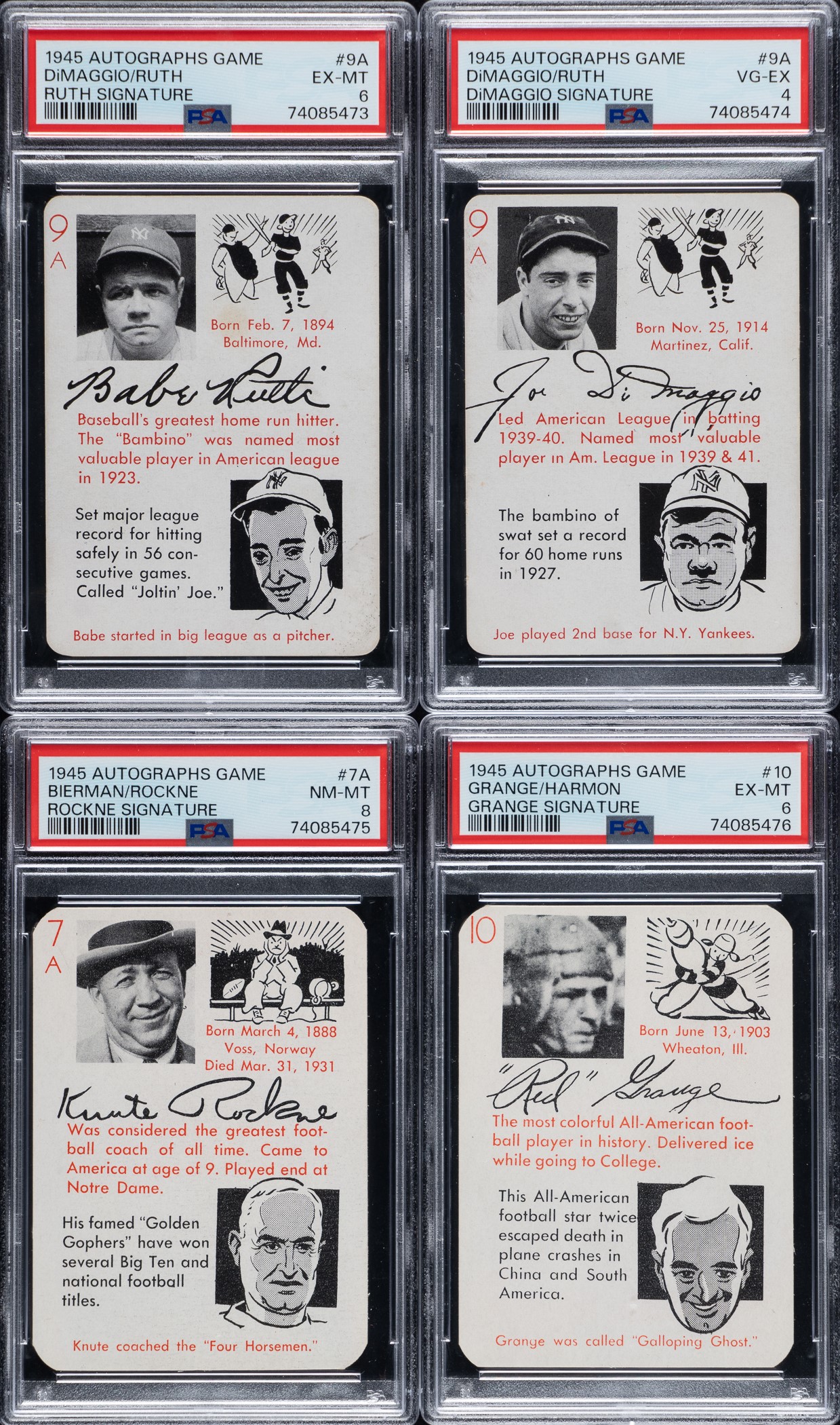 1945 Leister Autograph Game PSA-Graded Collection (4) Including Joe ...