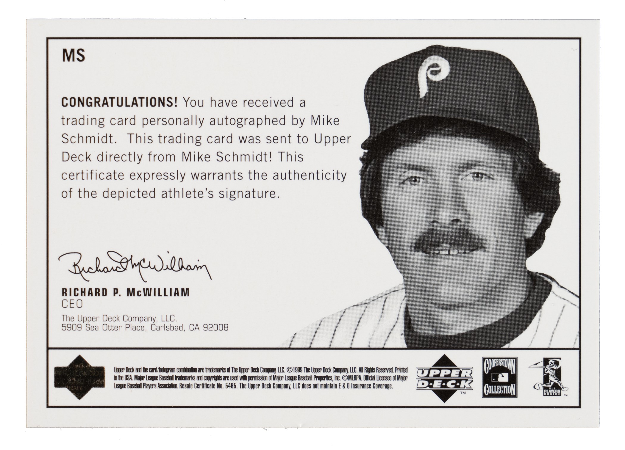 1999 Upper Deck Century Legends Epic Signatures #MS Mike Schmidt | REA ...