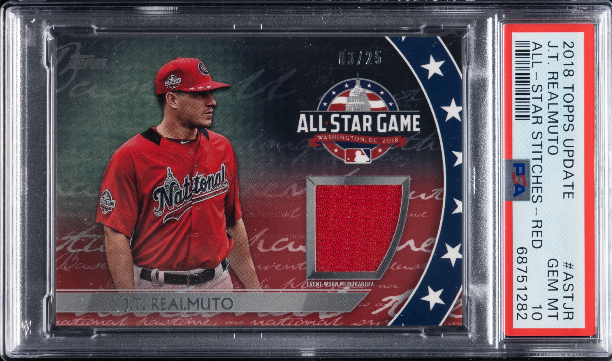 2018 Topps Update All-Star Stitches #ASTJR J. T. Realmuto Red #3/25 PSA ...