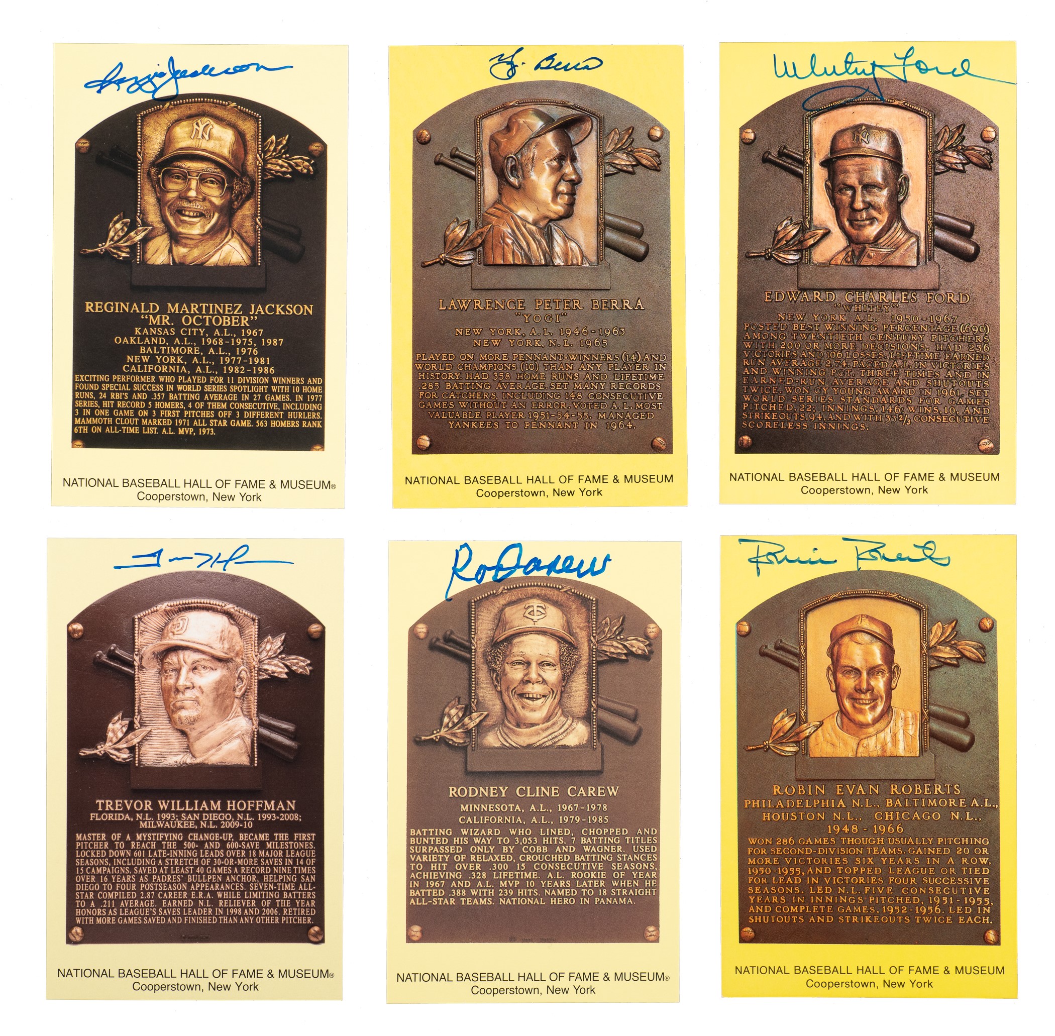 Signed Yellow Hall of Fame Postcard Collection (6) Including Reggie ...