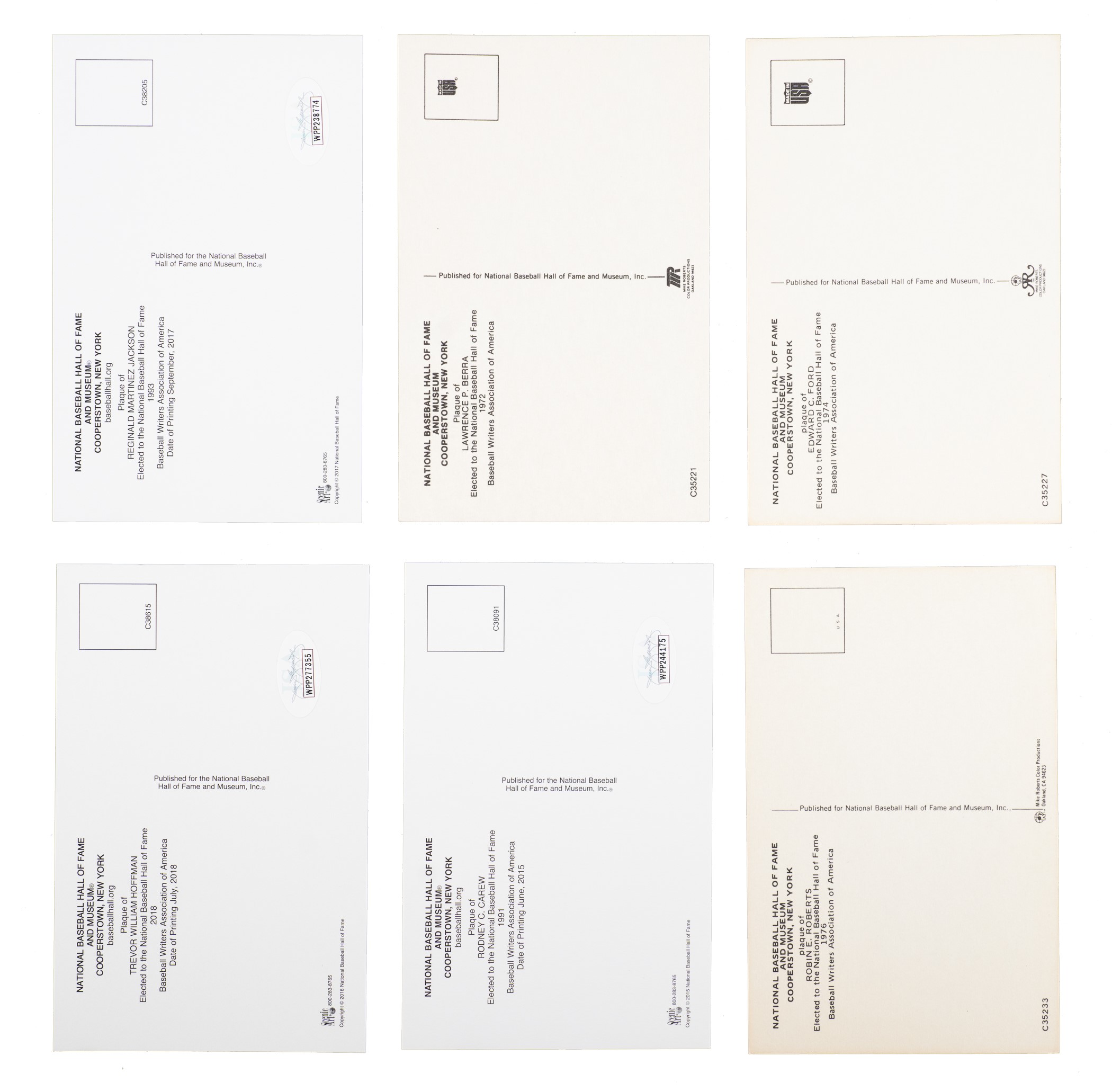 Signed Yellow Hall of Fame Postcard Collection (6) Including Reggie ...